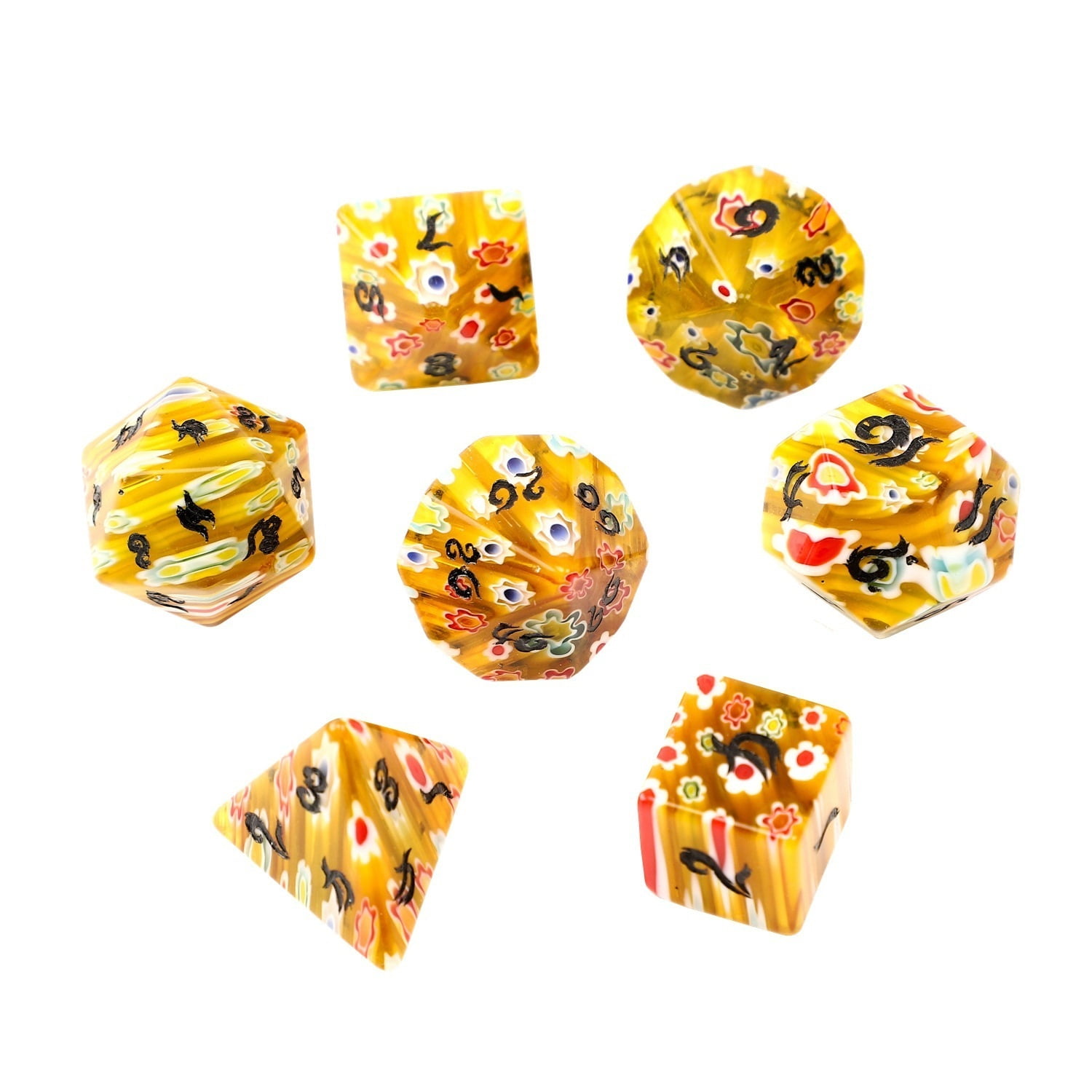 Yellow Murano Glass Dice Hand-Carved Gemstone Dice D4 D6 D8 D10 D12 D20 ...