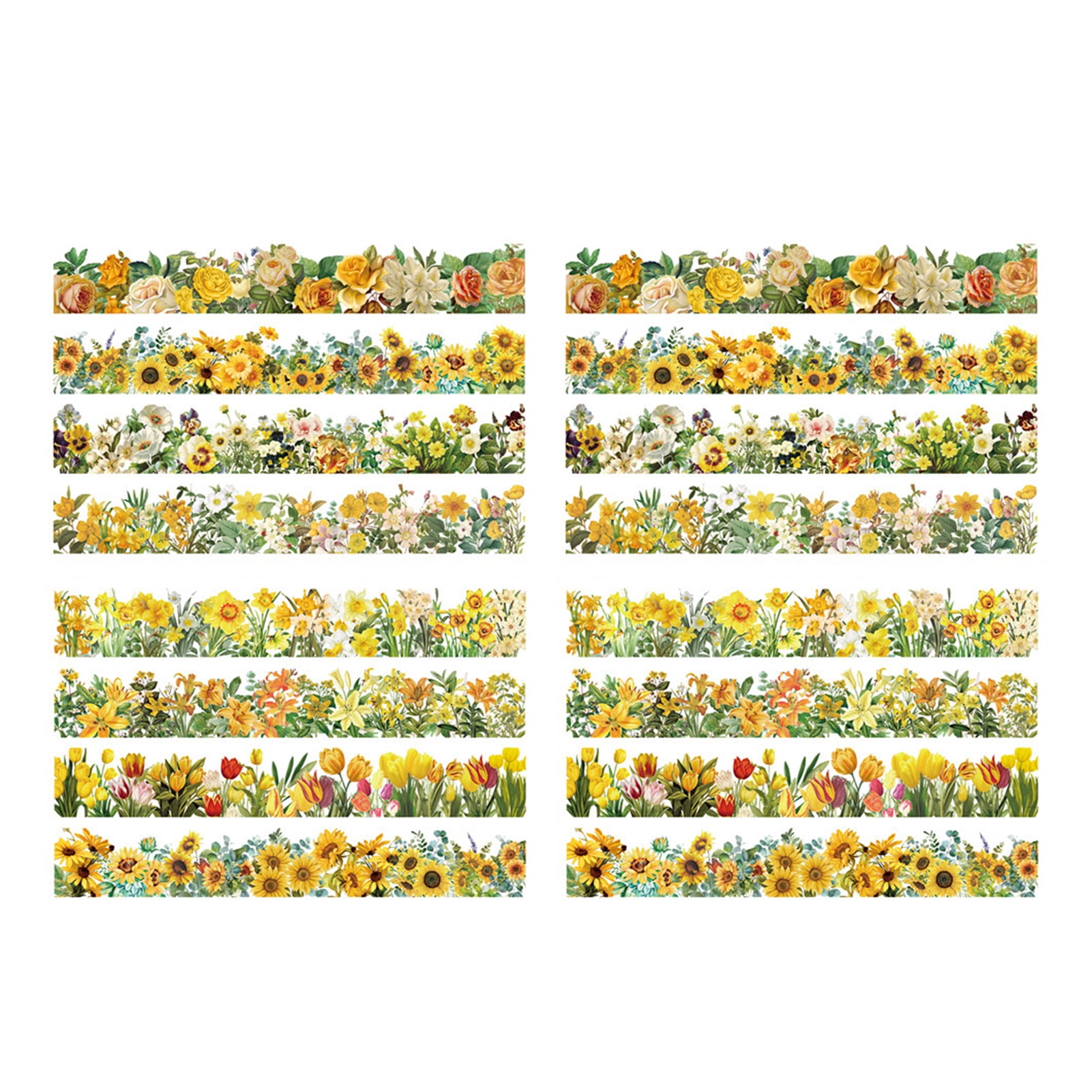 Yellow Natural Flower Stickers, 4 Sheets for Scrapbooking, Journaling ...
