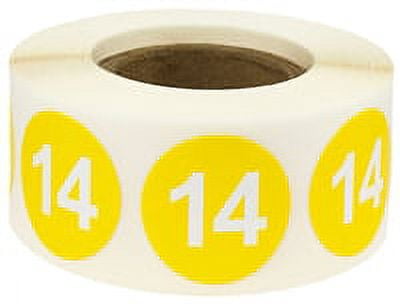 Yellow Number 14 Stickers 0.75 Inch 500 Labels On A Roll - Walmart.com