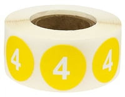 Yellow Number 4 Stickers 0.75 Inch 500 Labels On A Roll - Walmart.com