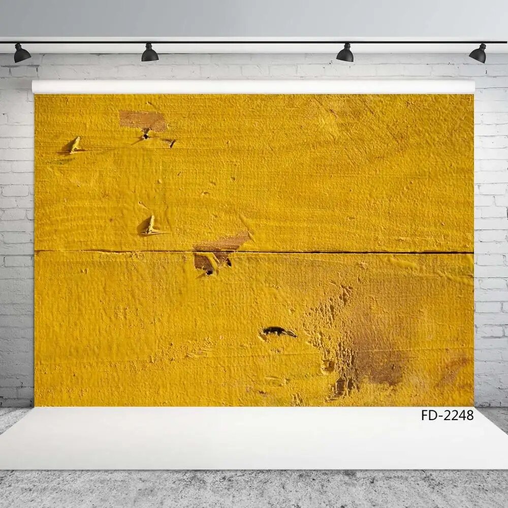 Yellow Old Wooden Board Photo Background Wood Planks Texture Vinyl ...