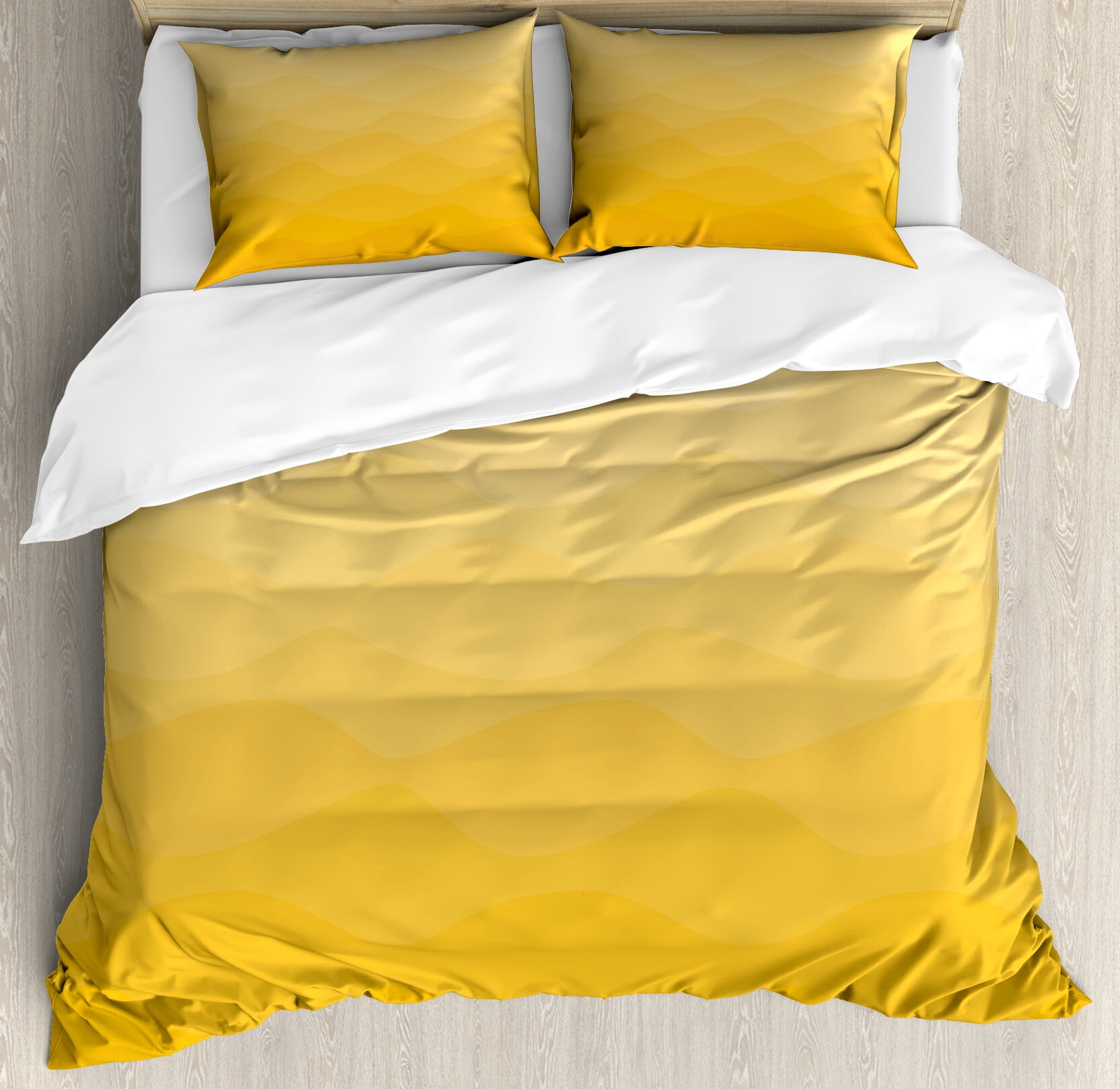Yellow Ombre Duvet Cover Set, Retro Simplistic Color Based Design of ...
