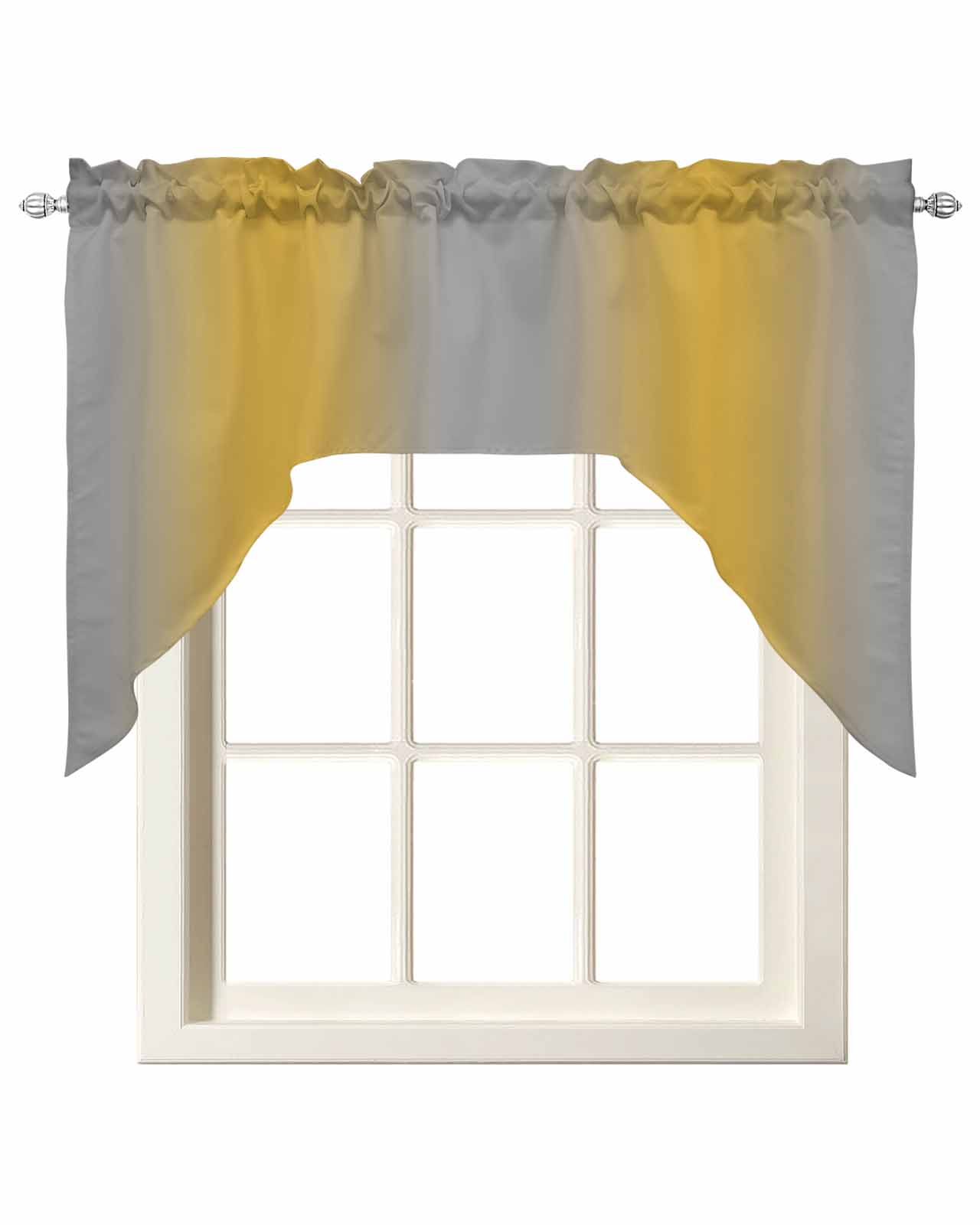 Yellow Ombre Kitchen Swag Valances for Windows, Grey Modern Art ...