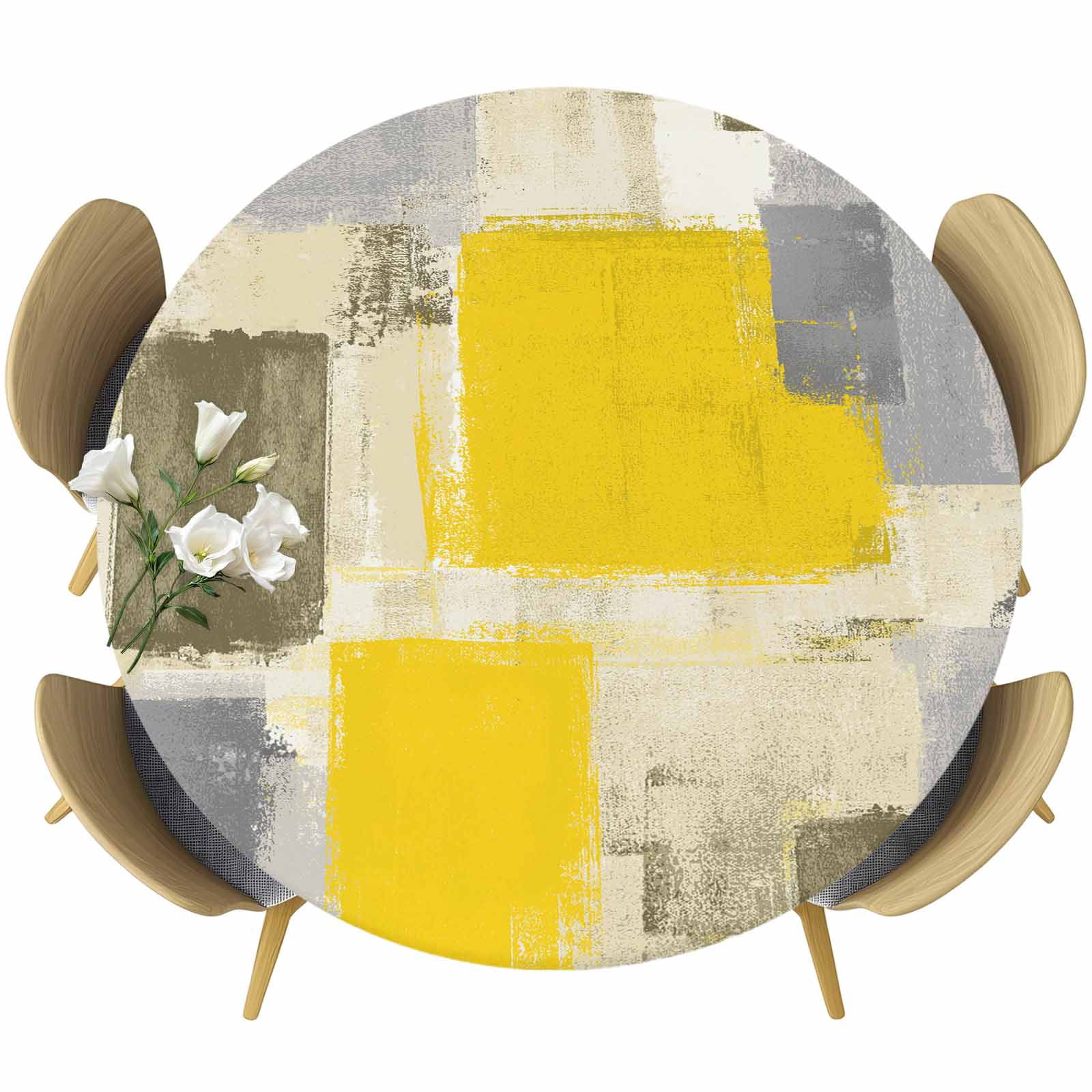 Yellow Ombre Round Tablecloth 55-60 Inch Round Fitted Table Cloth with ...