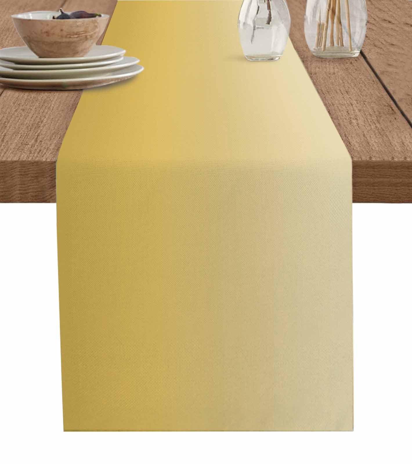 Yellow Ombre Short Table Runners 48 Inches, Cotton Linen Fabric Table ...