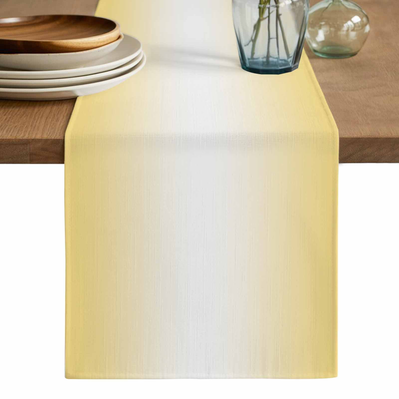 Yellow Ombre Table Runner, Modern Gradient Abstract Art Washable Cotton ...