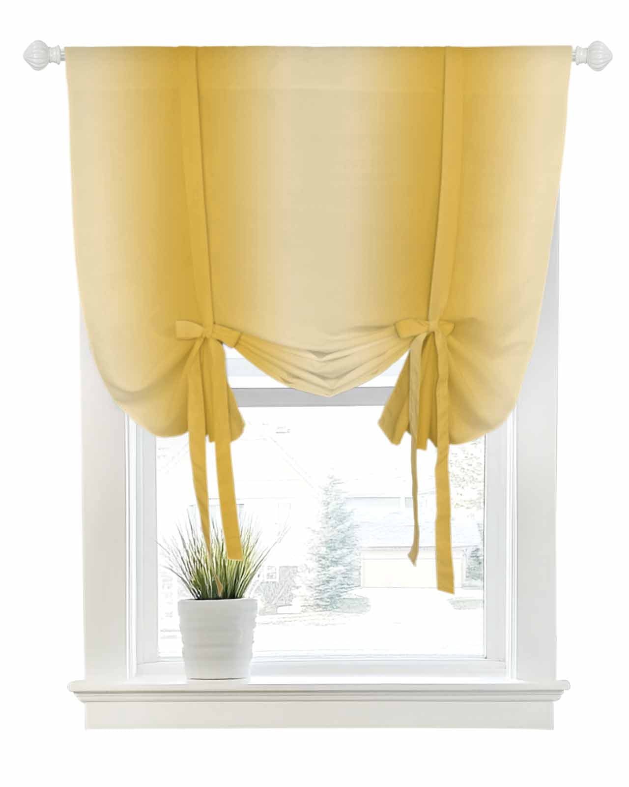 Yellow Ombre Tie Up Curtains for Window, Thermal Insulated Balloon ...