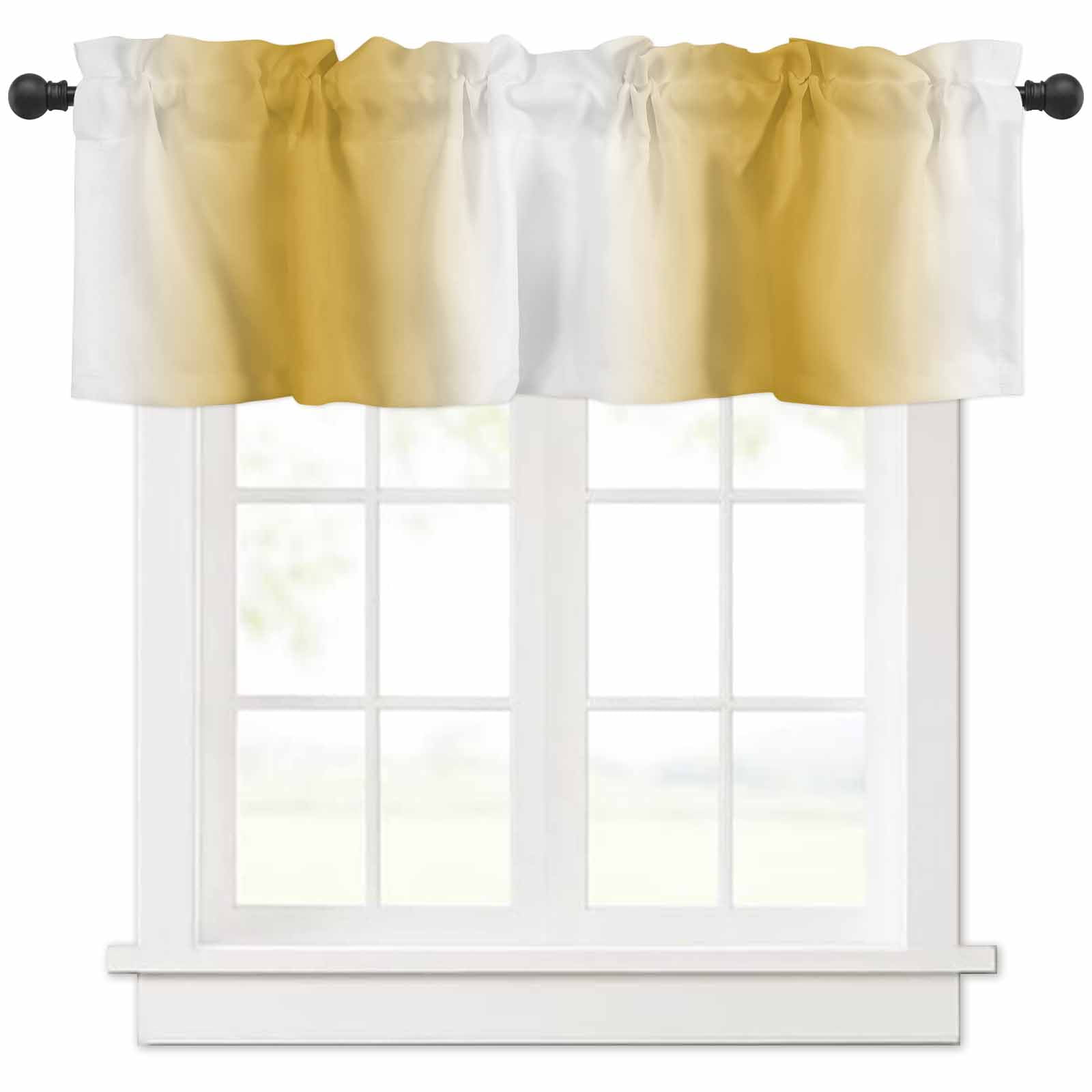 Yellow Ombre Valances for Windows Farmhouse Kitchen Curtains Valances ...