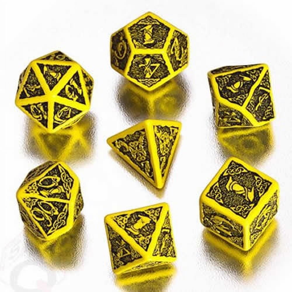Yellow Opaque Dice with Black Celltic 3D Markings Approximately 16mm (5 ...