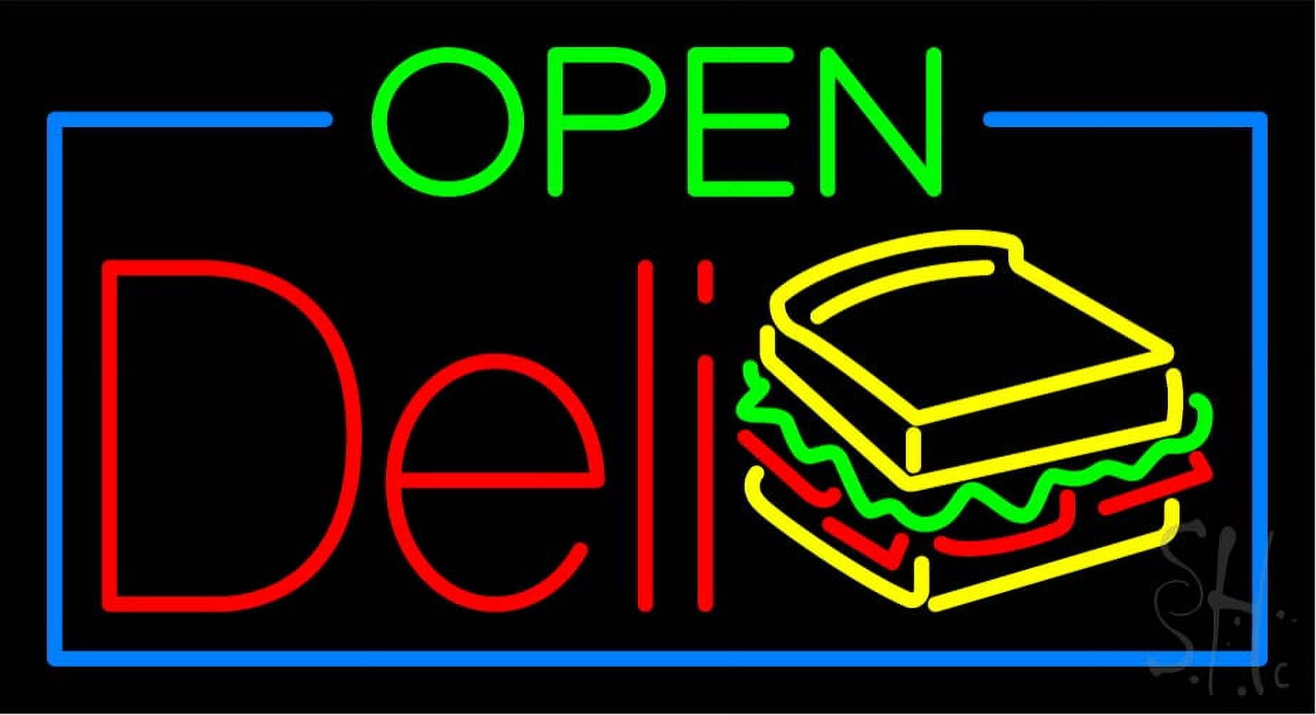 Yellow Open Deli LED Neon Sign 13 x 24 - inches, Clear Edge Cut Acrylic ...