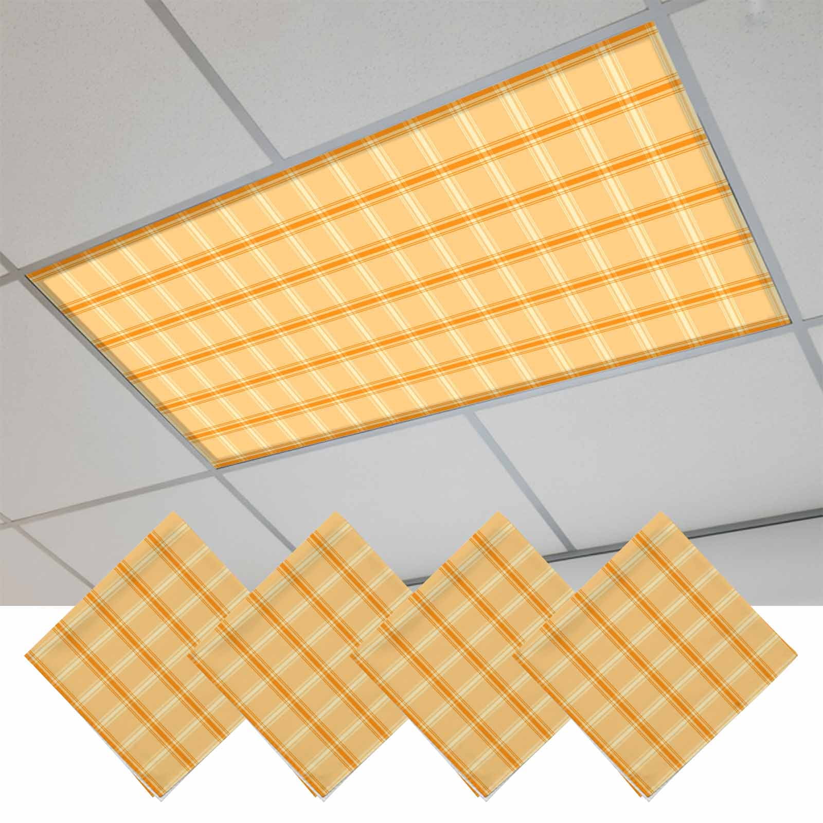 Yellow Orange Checkered Fluorescent Light Covers, Farmhouse Buffalo ...