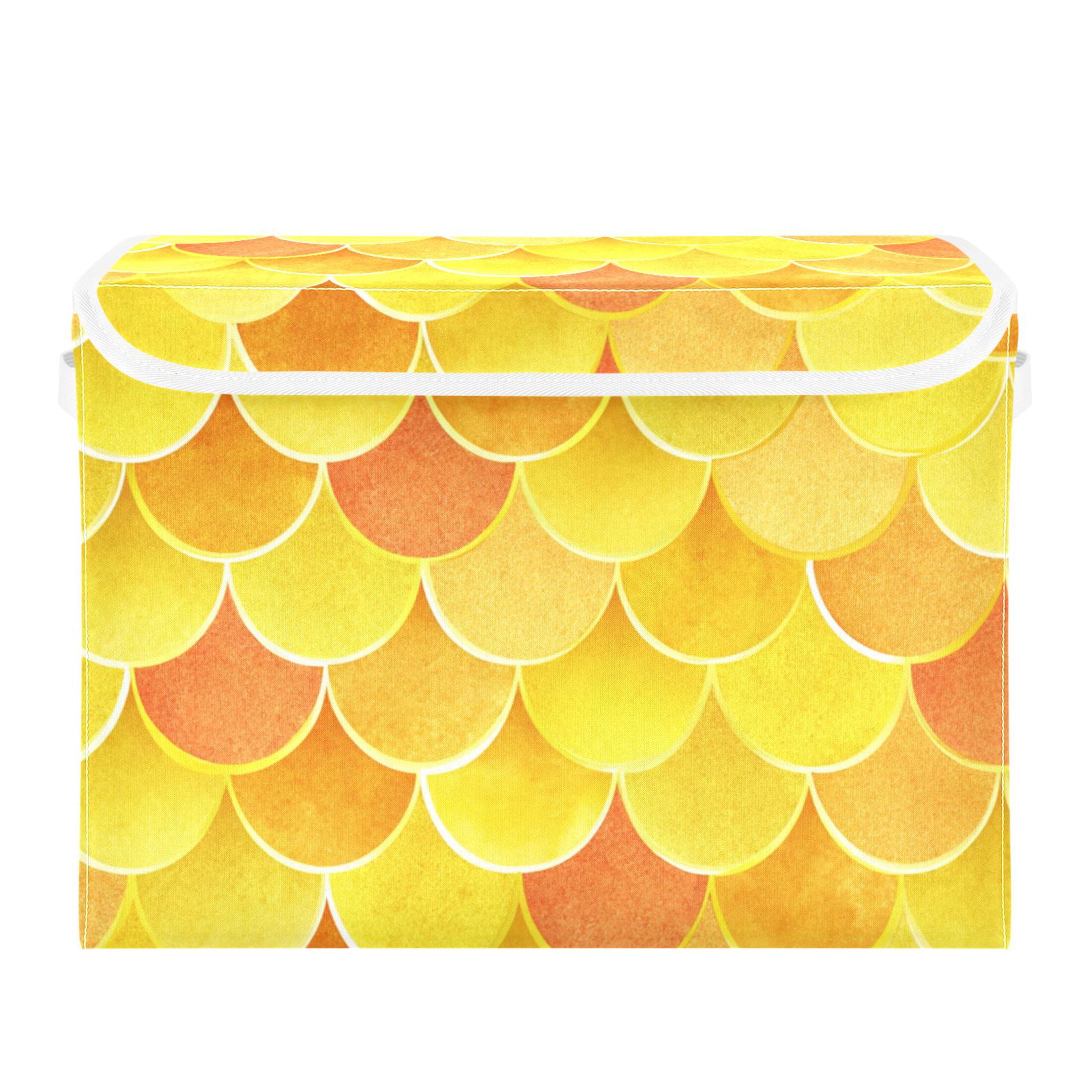 Yellow Orange Fish Scales Foldable Storage Bin with Lid and Handle ...