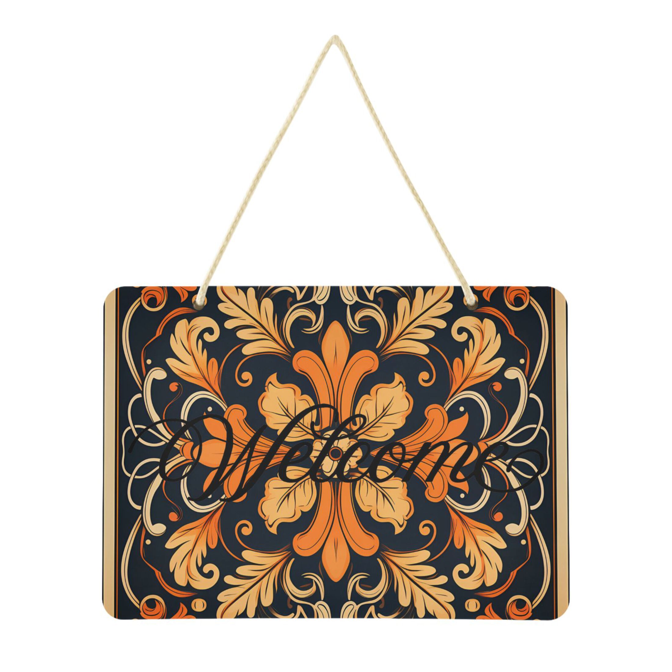 Yellow Orange Mandala Welcome Sign Front Door PVC 14x10 inch Hanger ...