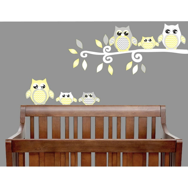 Yellow Owl Wall Decals / Owl Stickers / Woodland Forest Animals Owl ...