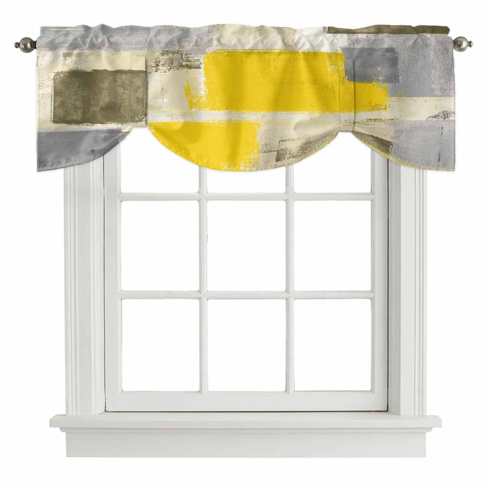 Yellow Paint Tie Up Valance for Windows Abstract Mottled Classic Art ...