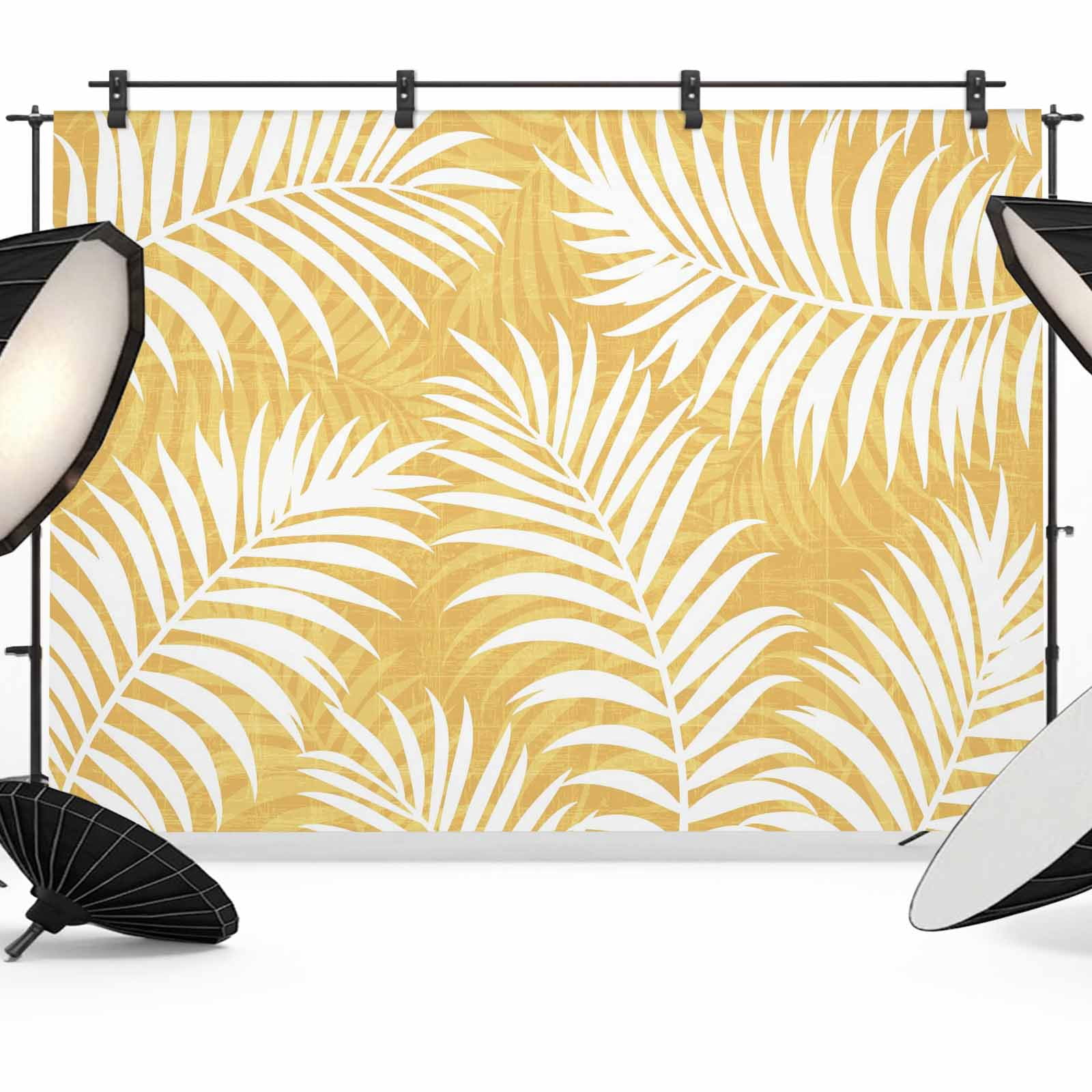 Yellow Palm Leaf Backdrop for Photography, Country Coastal Tropical ...