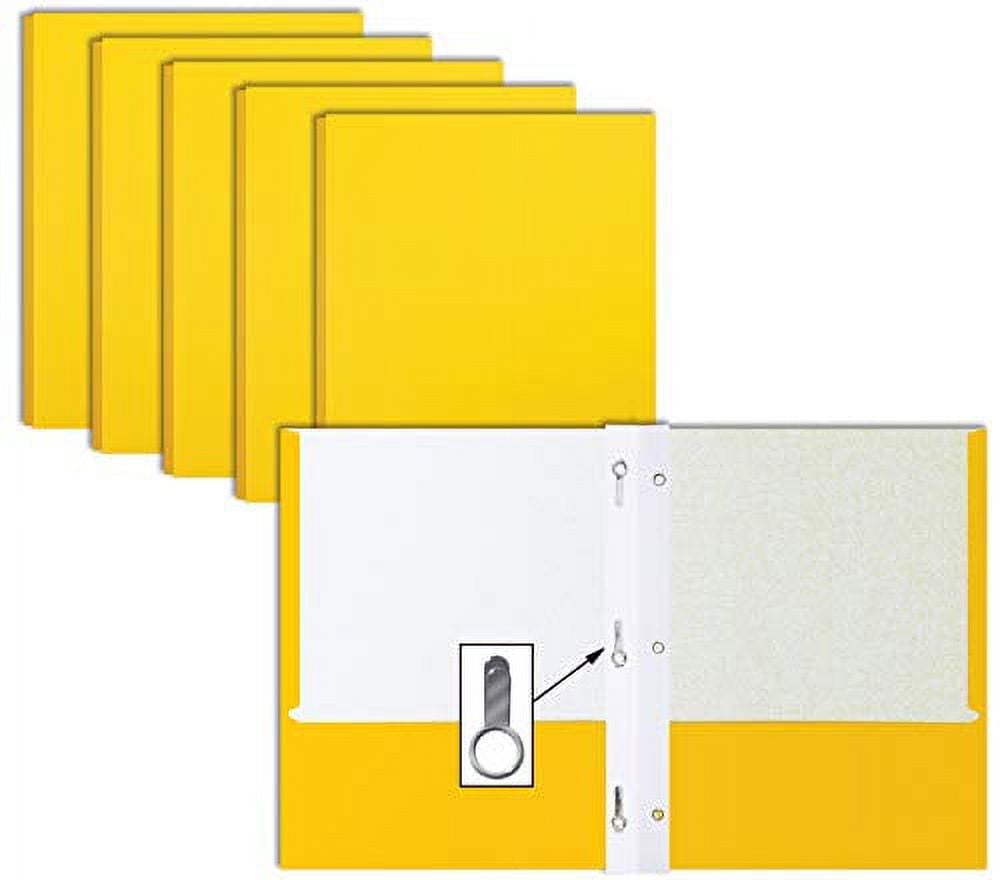 Better Office Products Yellow 2-Pocket Paper Folders with Prongs, 50 ...