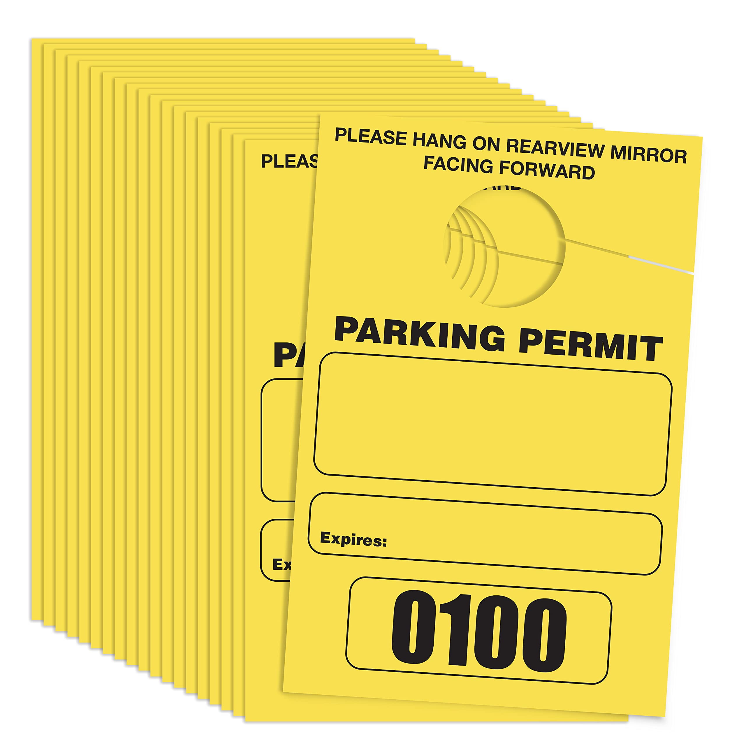Yellow Parking Hang Tags, 100 Pack, Temporary Passes, Bulk Pack, Custom ...