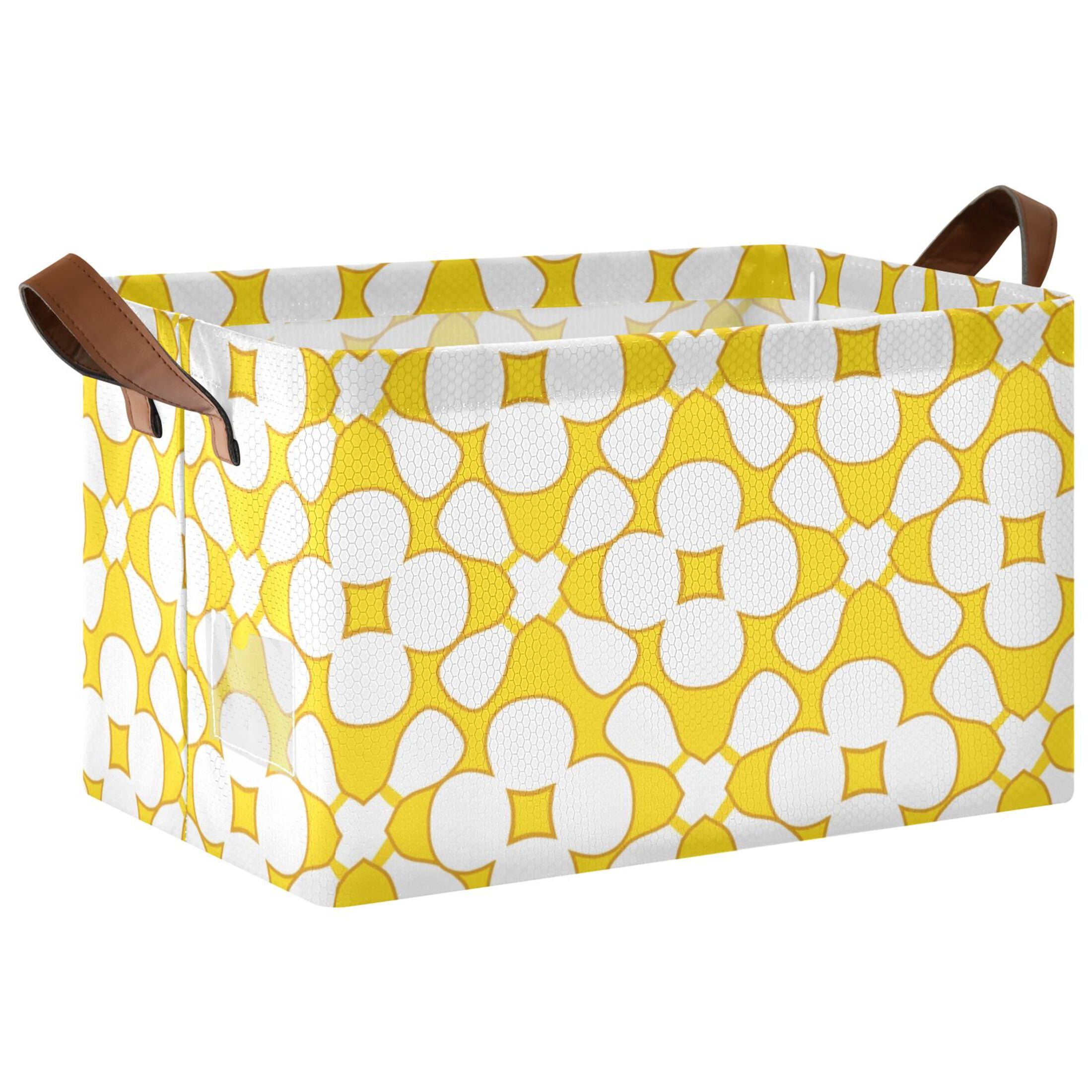 Yellow Pattern Collapsible Storage Bin Open Home Shelf Basket Water ...