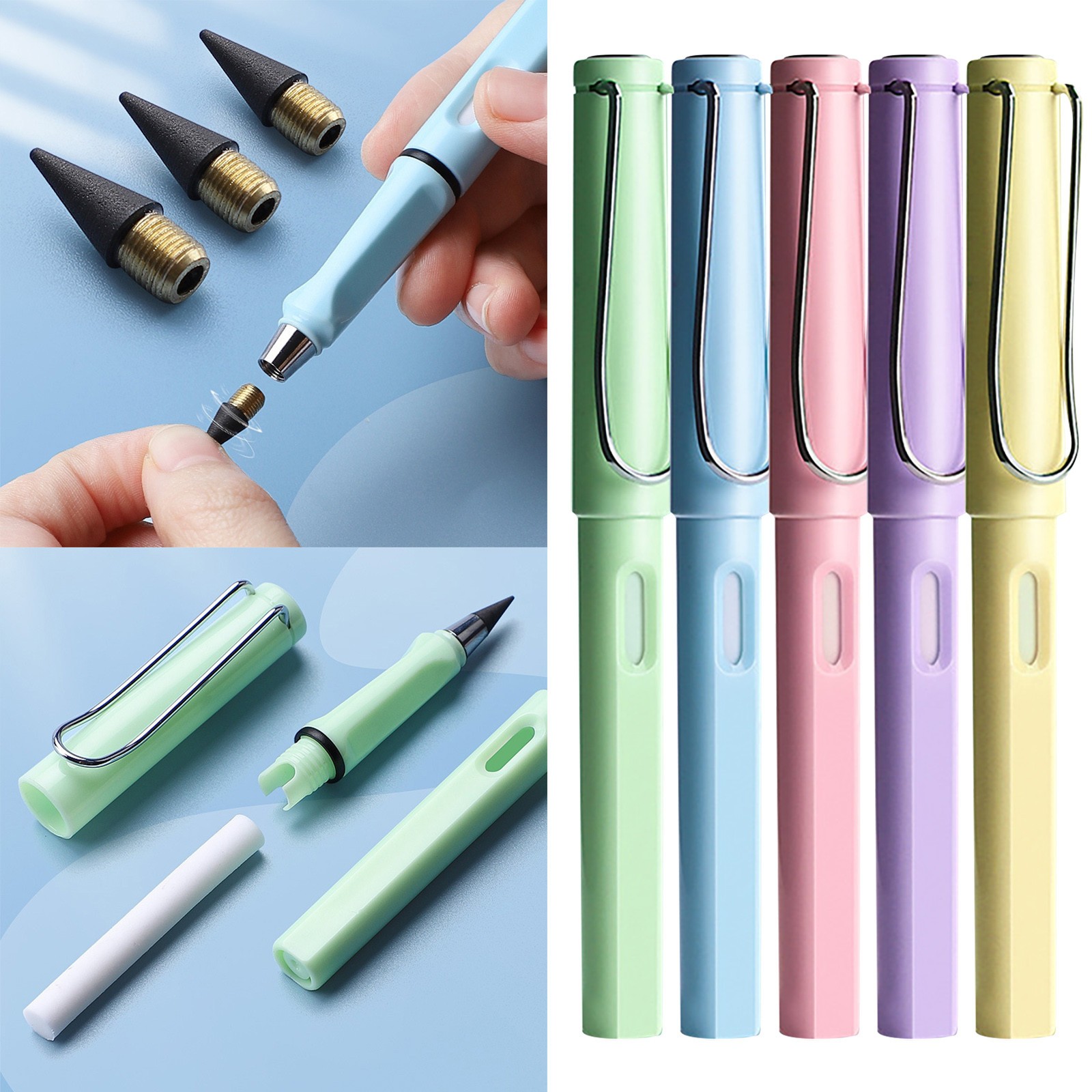 Yellow Pen Clearance! Pencil Replaceable Head Infinite Pencil Inkless ...