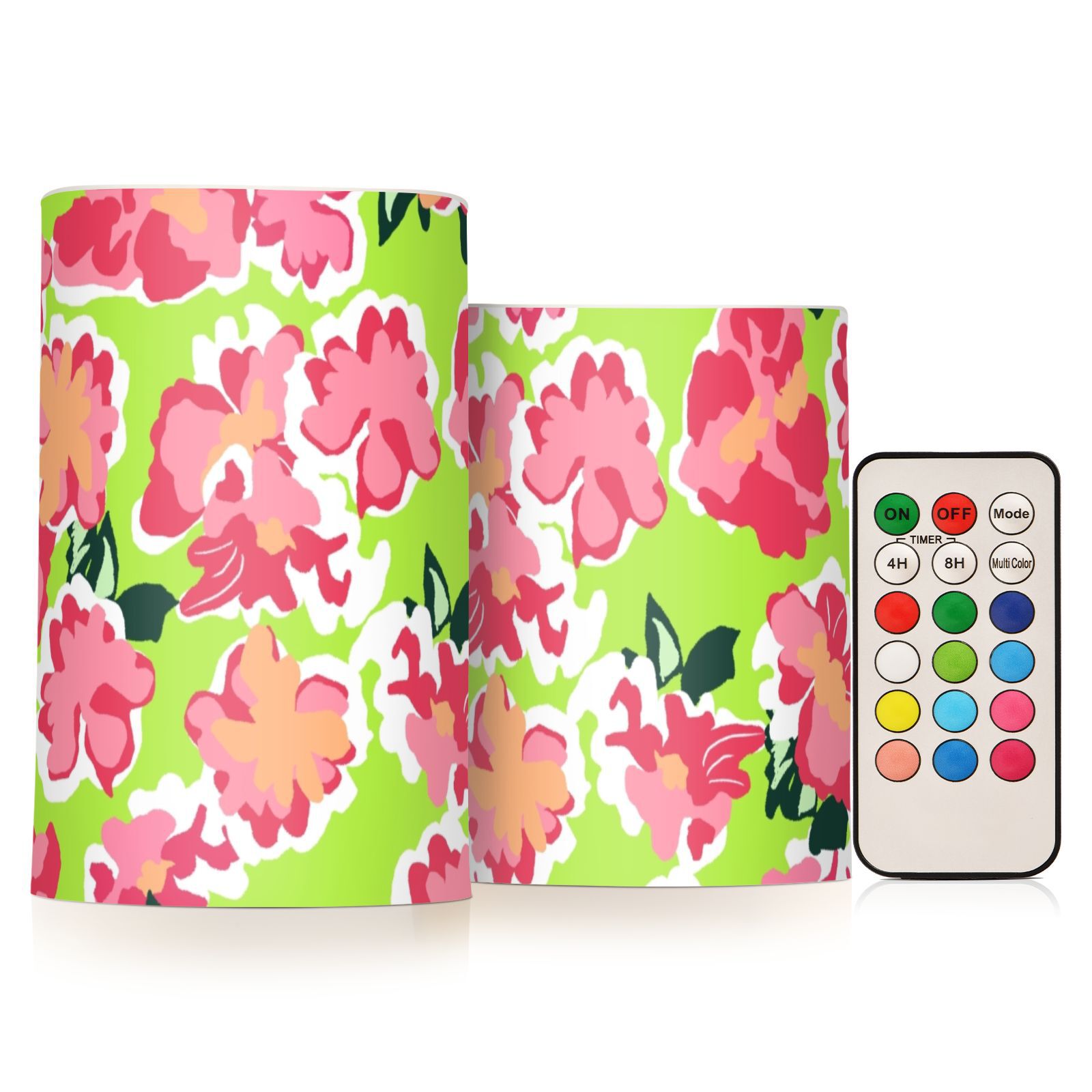 Yellow Peonies and Pink Flowers 2 PCS LED Flickering Flameless Candles ...