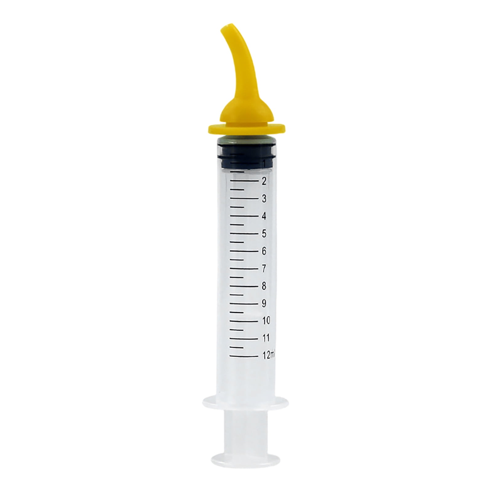 Yellow Pet Puppy Feeding Syringe with Curved Tip 12ml, For Cats Water ...