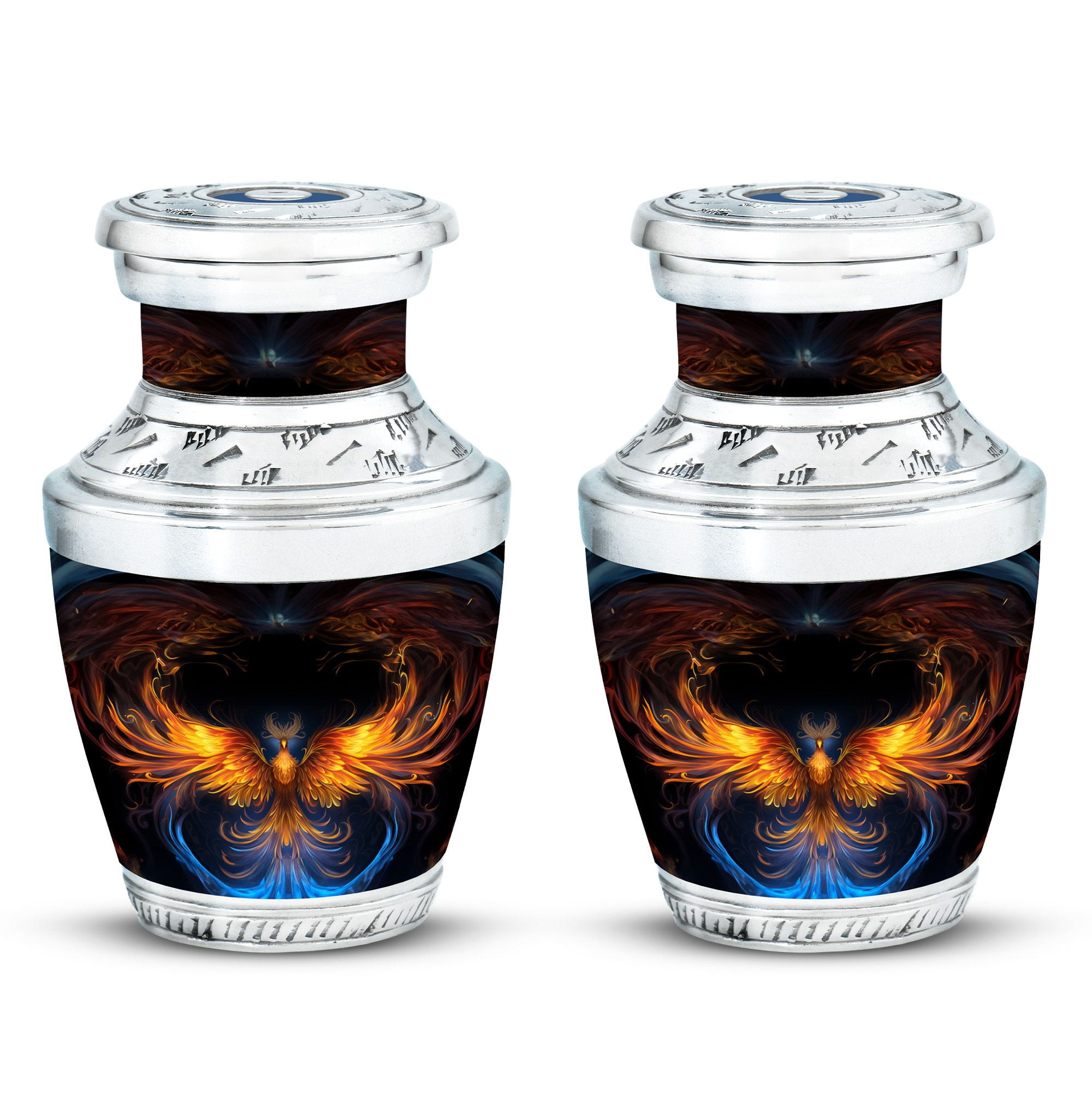 Yellow Phoenix Spreading Wings Keepsake Urn Set, Mini Urns For Ashes ...