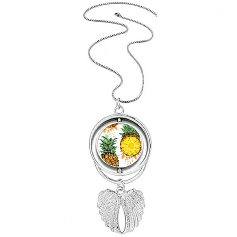Yellow PineFruit Tropical Fruit Pendant Angel Wings Rotating Necklace ...