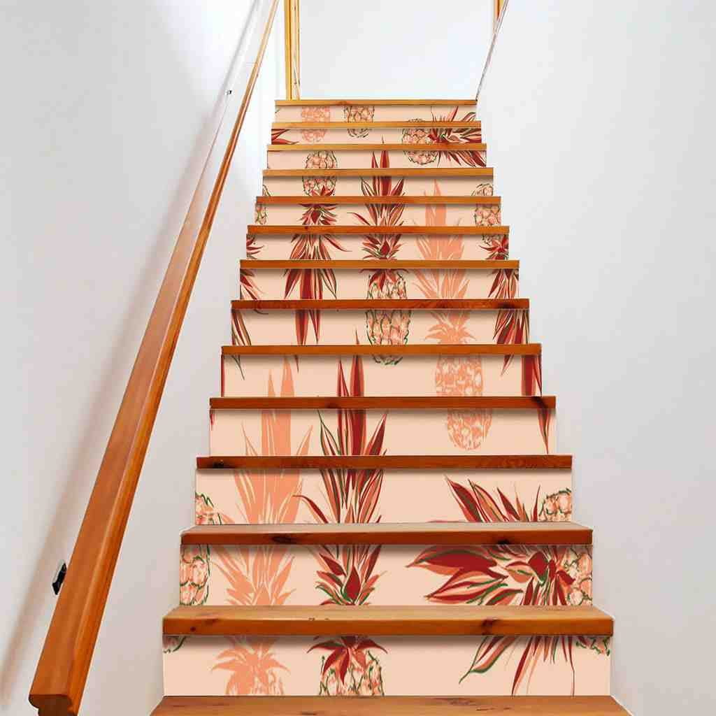 Yellow Pineapple Stair Stickers Funny Tropical Fruit Staircase Sticker ...