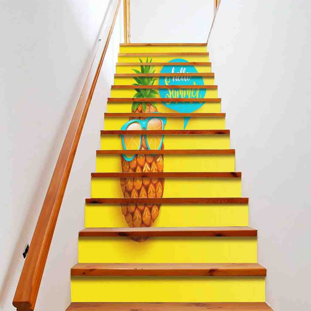 Yellow Pineapple Stair Stickers Funny Tropical Fruit Staircase Sticker ...