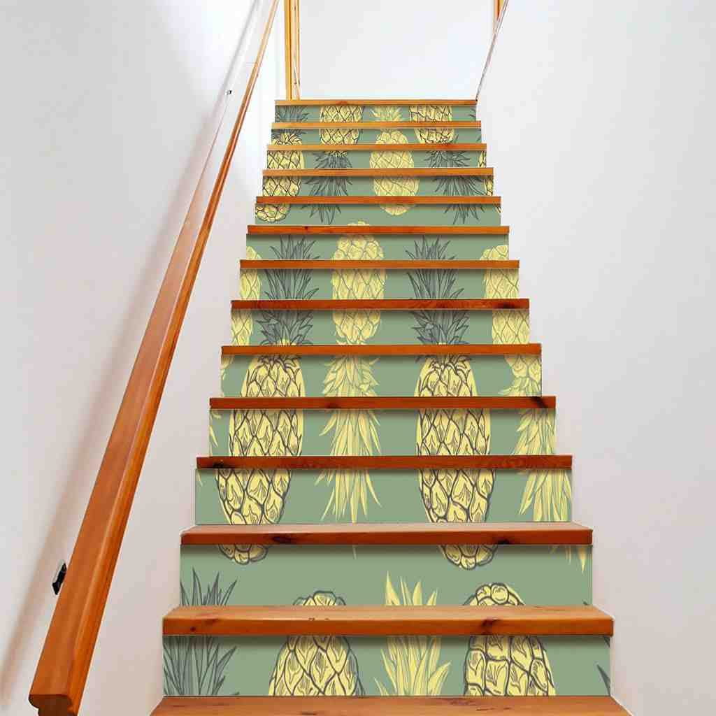 Yellow Pineapple Stair Stickers Funny Tropical Fruit Staircase Sticker ...