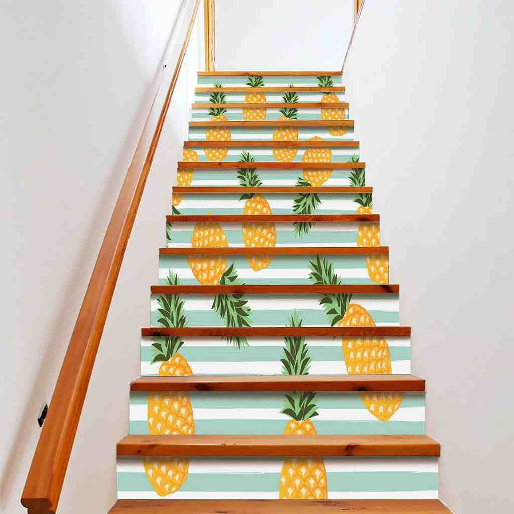 Yellow Pineapple Stair Stickers Funny Tropical Fruit Staircase Sticker ...