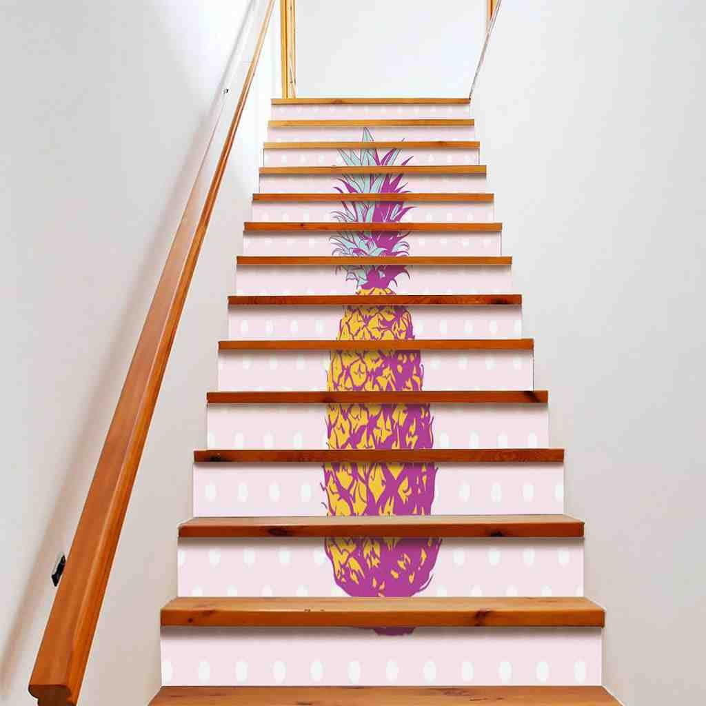 Yellow Pineapple Stair Stickers Funny Tropical Fruit Staircase Sticker ...