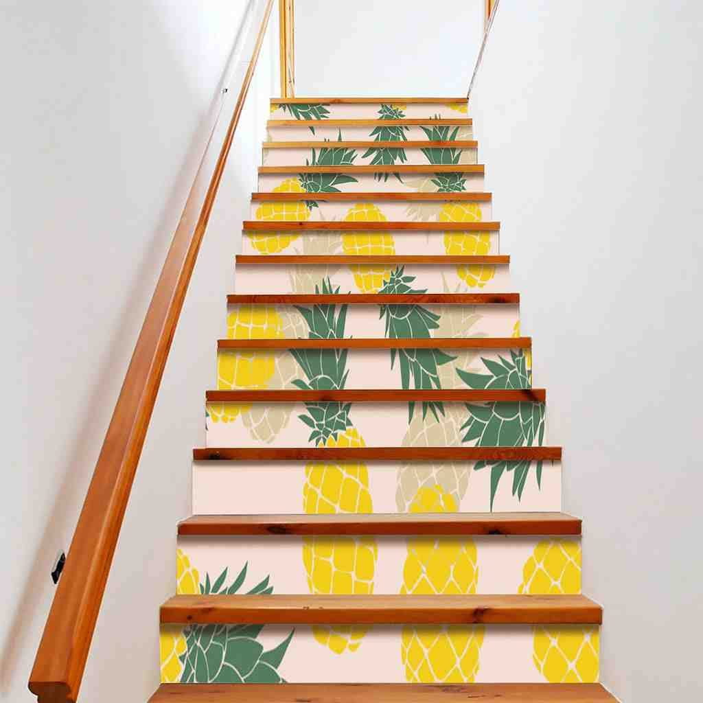 Yellow Pineapple Stair Stickers Funny Tropical Fruit Staircase Sticker ...