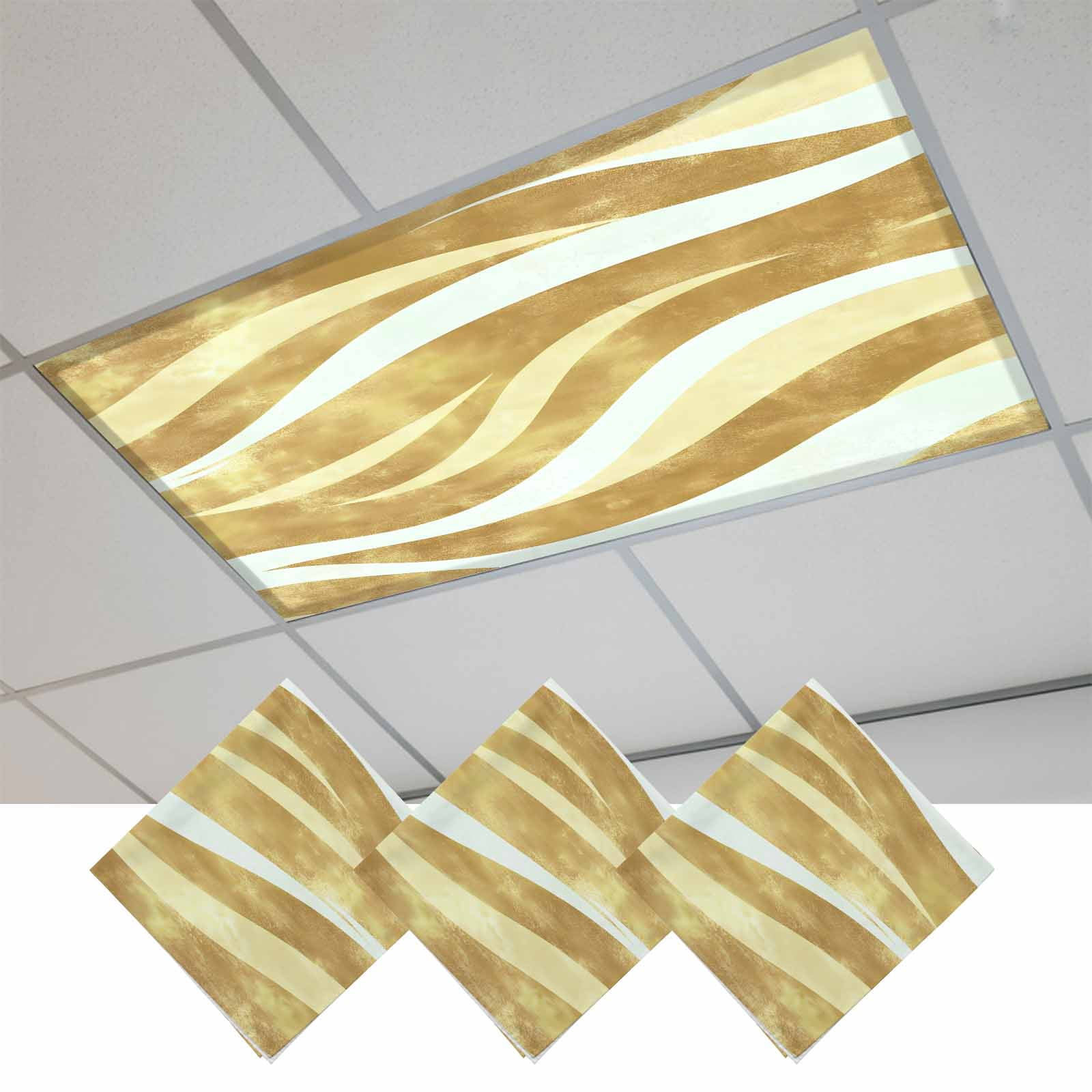 Yellow Pink Waves Magnetic Fluorescent Light Covers for Ceiling Lights ...