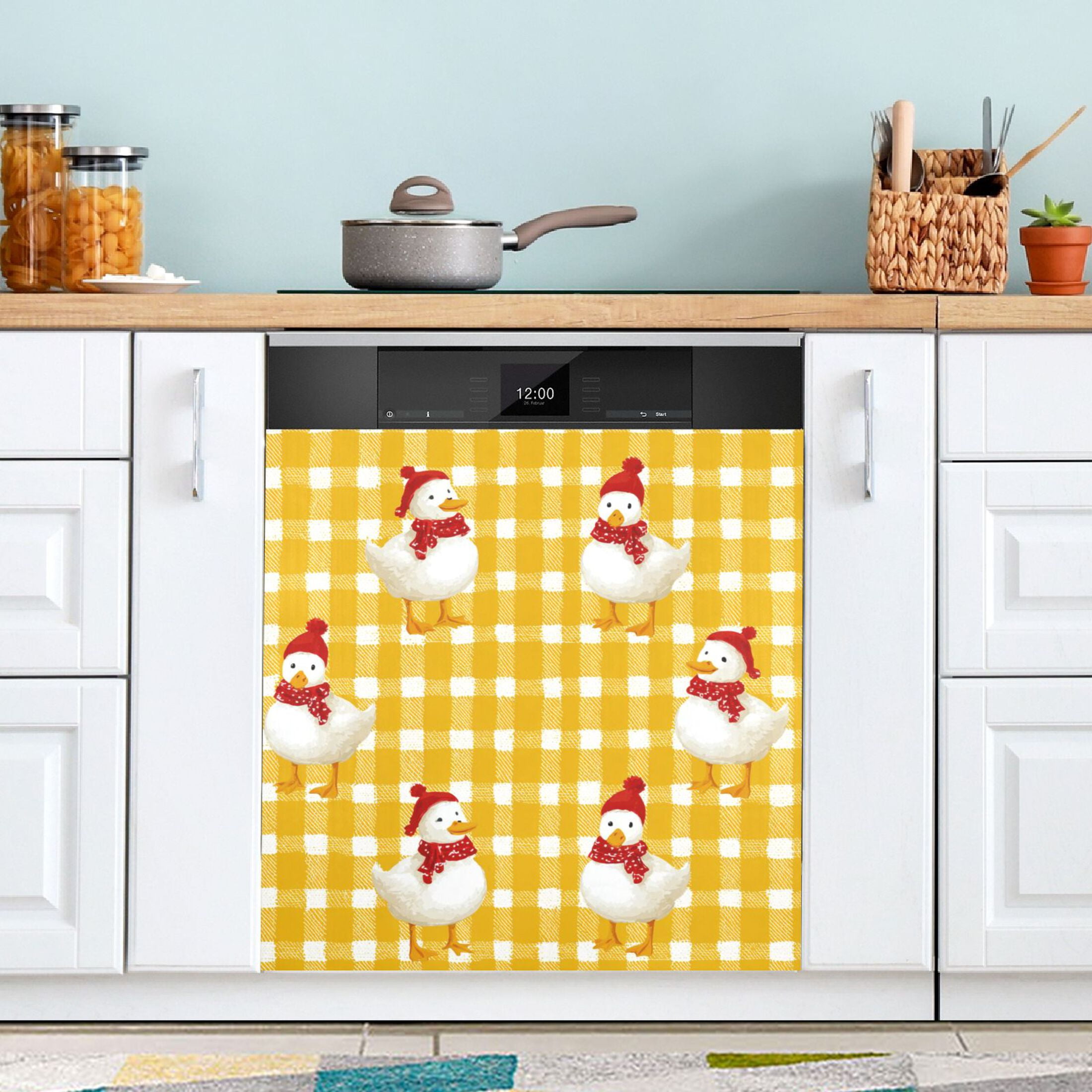 Yellow Plaids Duck Dress in Christmas Dishwasher Magnet Refrigerator ...