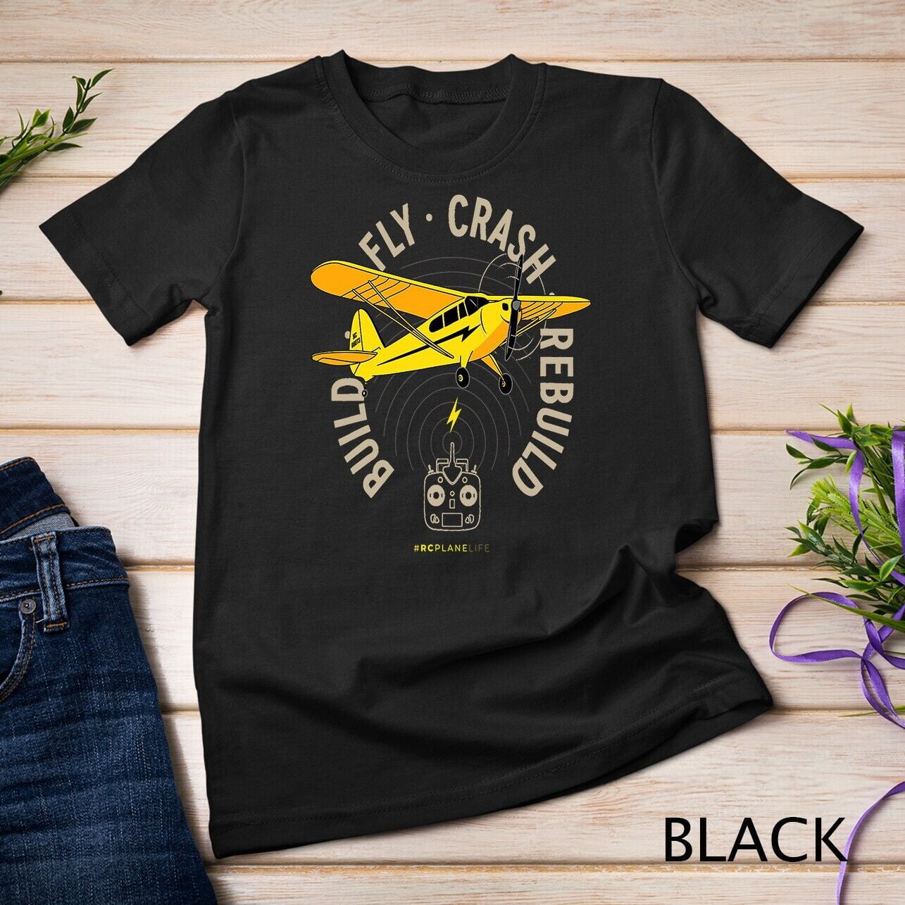Yellow Plane RC Plane Model Aircraft Build Fly Crash Rebuild Unisex T ...
