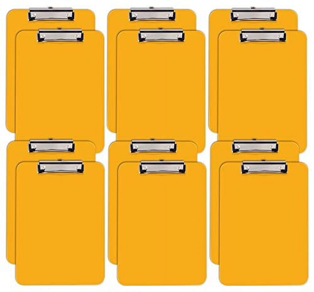 Yellow Plastic Clipboards, 12 Pack, Durable, 12.5 x 9 Inch, Low Profile ...