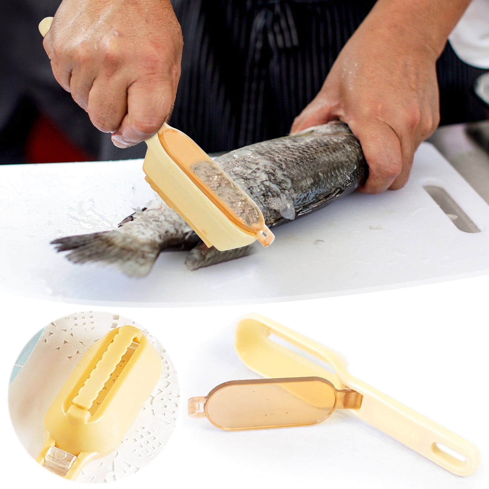 Yellow Plastic Scraper Brush Safe & Easy-to-Use Fish Cleaning Tool ...