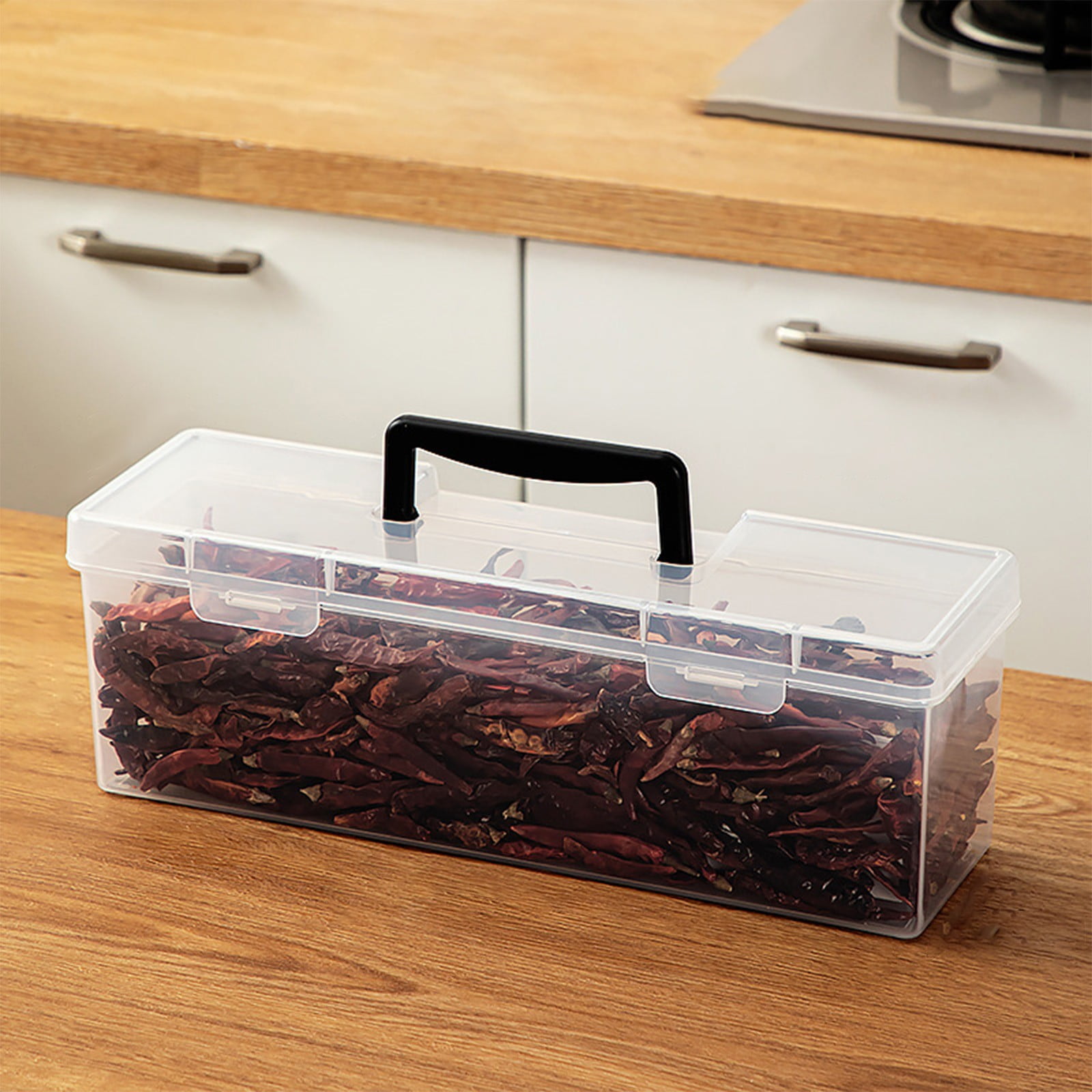 Yellow Plastic Spice Storage Box 34.5x9.4x12cm Kitchen Organizer Food ...