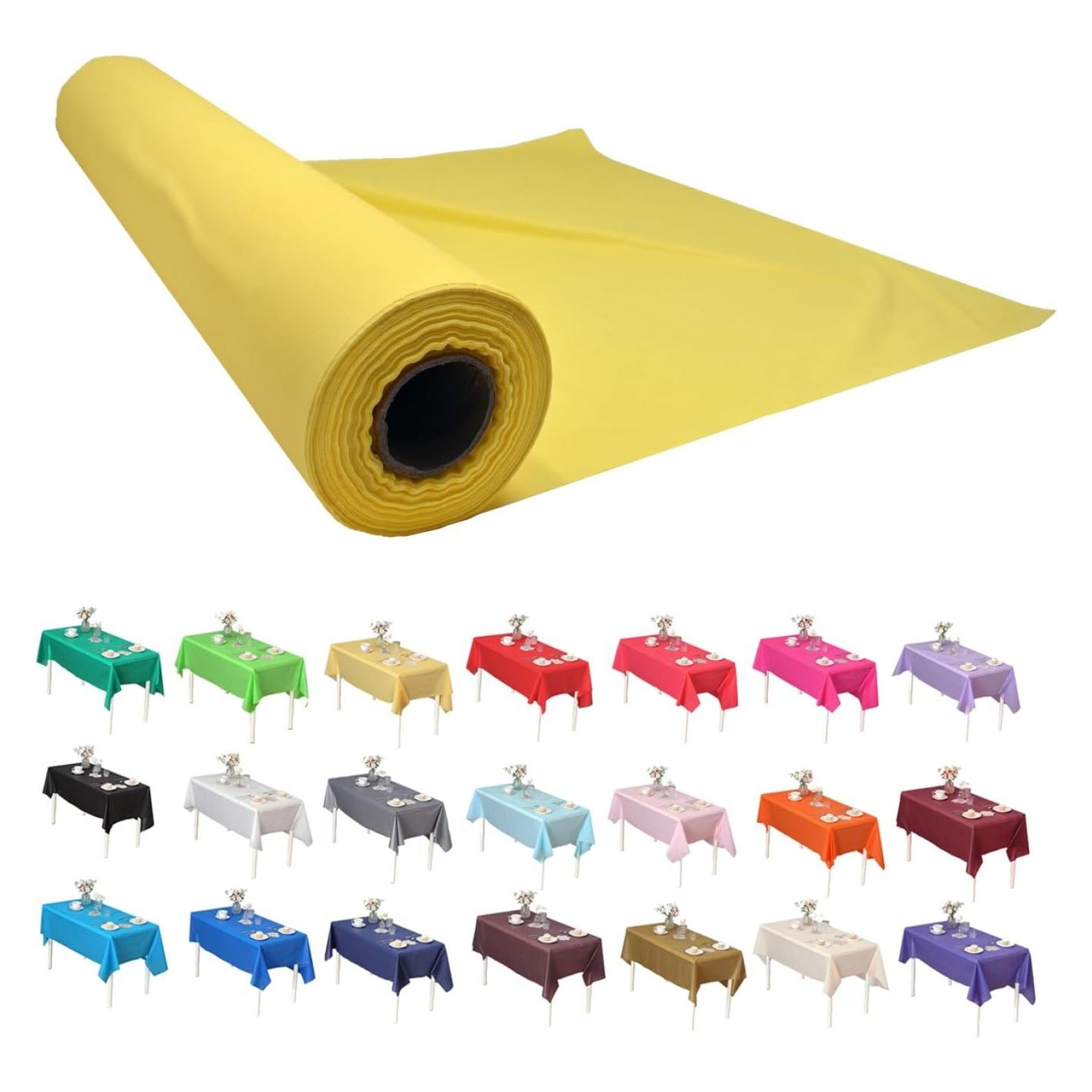 , Yellow Plastic Table Cover Roll - 40in X 100 feet Heavy Duty Plastic ...
