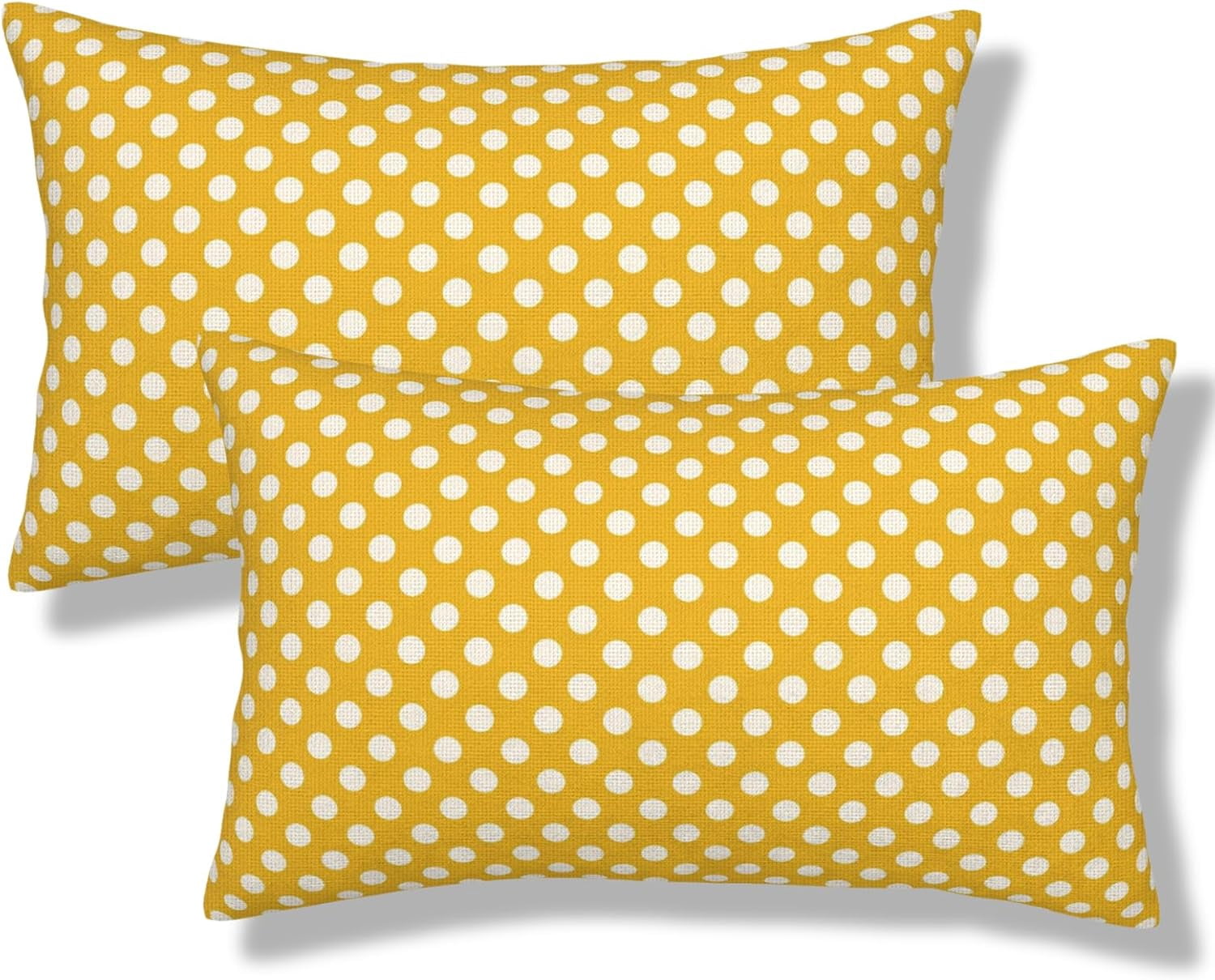 Yellow Polka Dot Lumbar Throw Pillow Covers 12x20 Inch Set of 2 ...