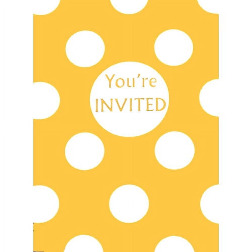 Yellow Polka Dots Invitations w/ Envelopes (8ct) - Walmart.com