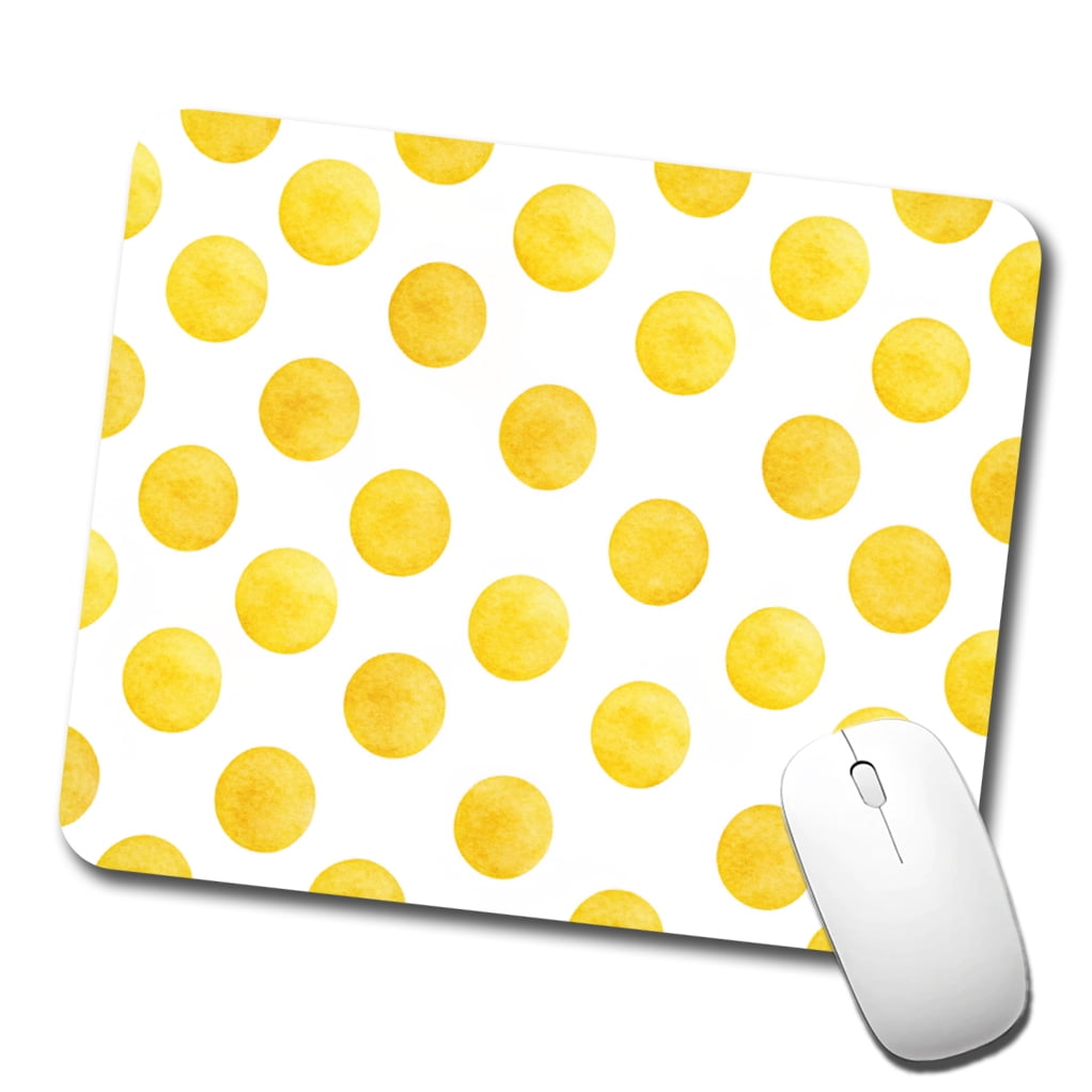 Yellow Polka Dots White Background Mouse Pad Low Profile Gaming Mat ...