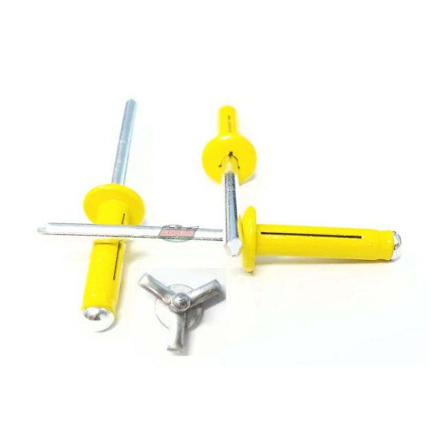 Yellow Pop Rivets 3/16" Tri-Fold Small Aluminum Head Steel Mandrel .040 ...