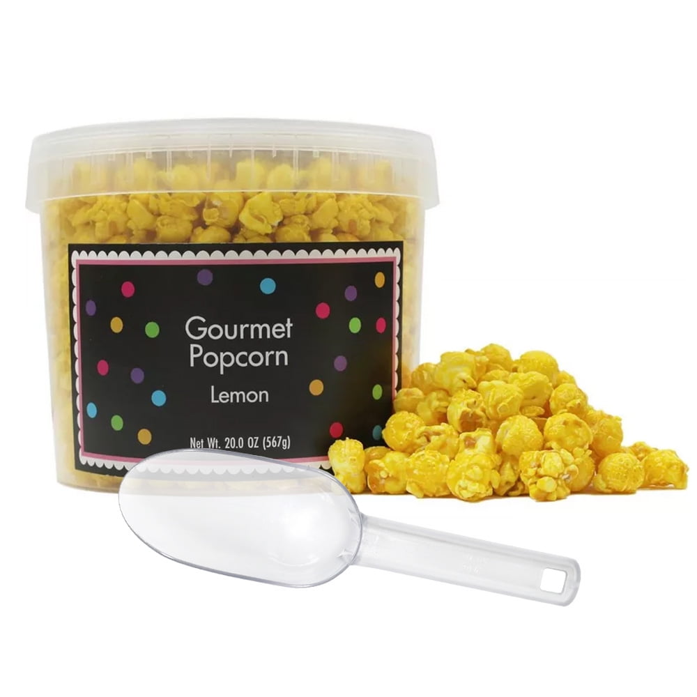 Yellow Popcorn Bucket with Scoop, 20 Ounce, Lemon Flavored Popcorn Tub ...
