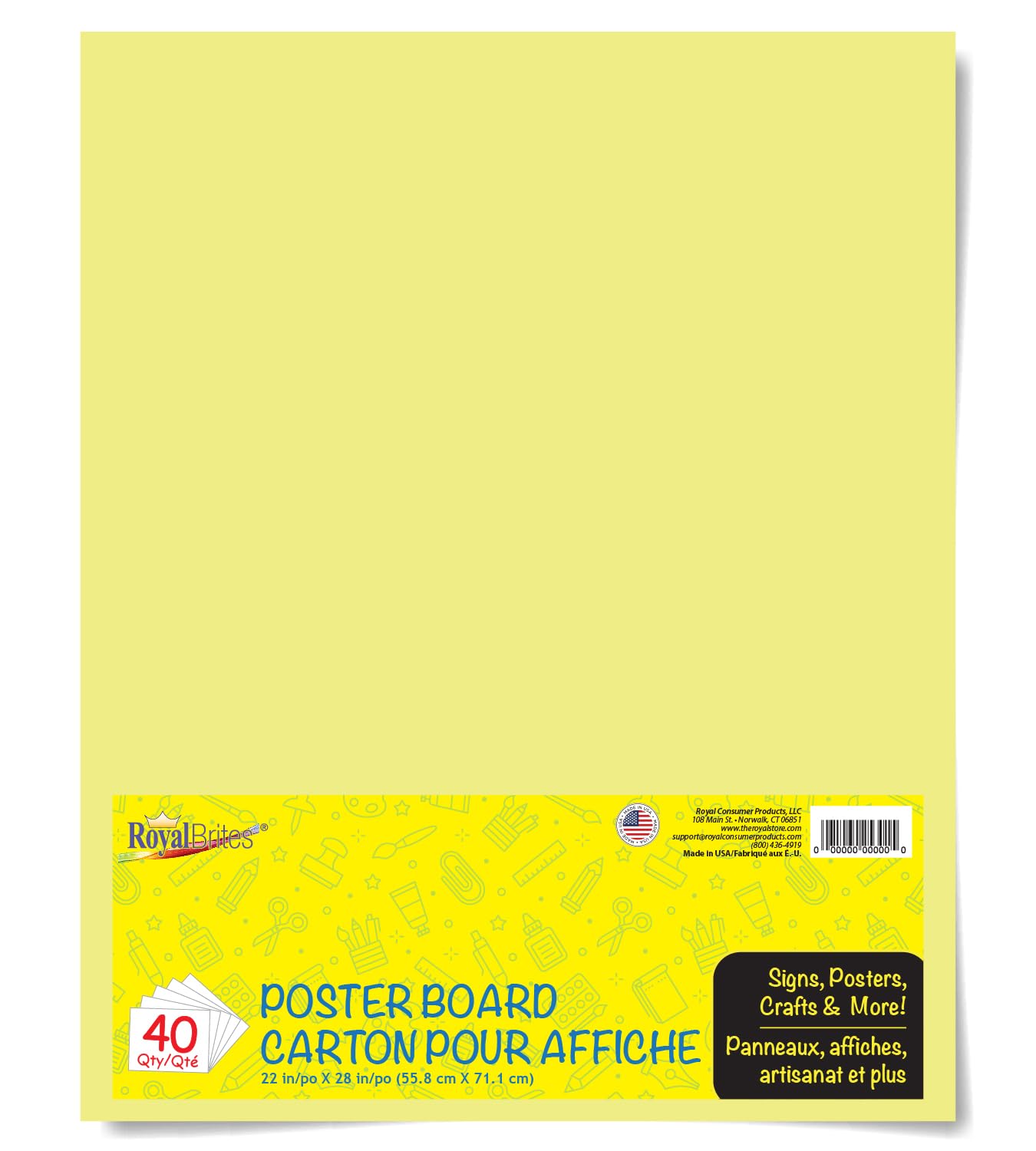Yellow Poster Board 22x28 Inches 40 Sheets Bulk Pack, Durable Bright ...