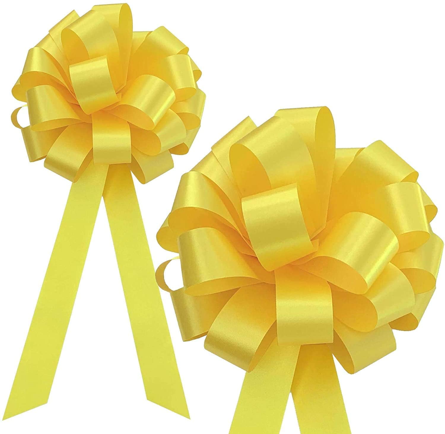 GiftWrap Etc. Yellow Pull Bows with Tails, 8 Inch Wide, Set of 6 ...