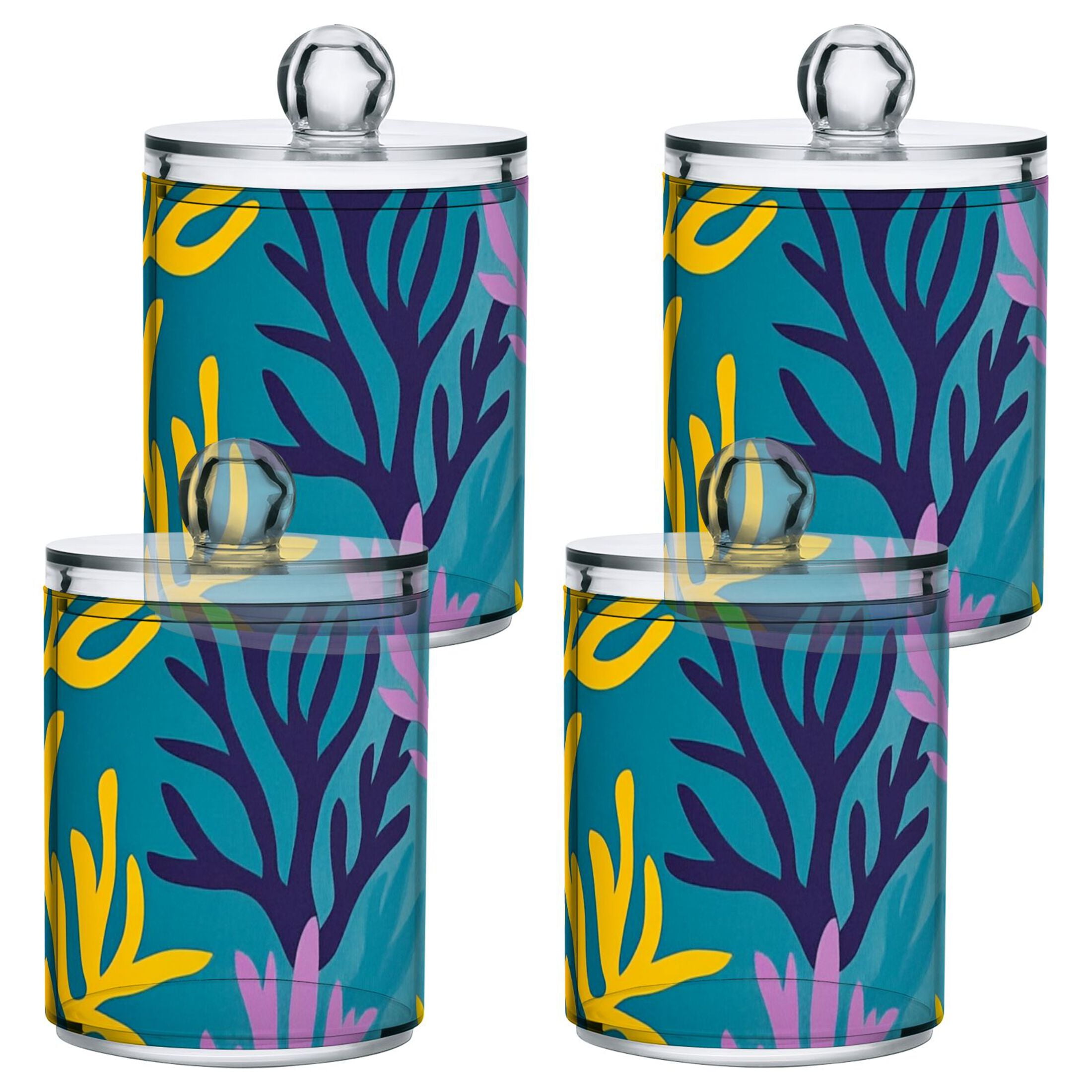 Yellow Purple Corals Tropical Translucent Plastic Cans Storage ...