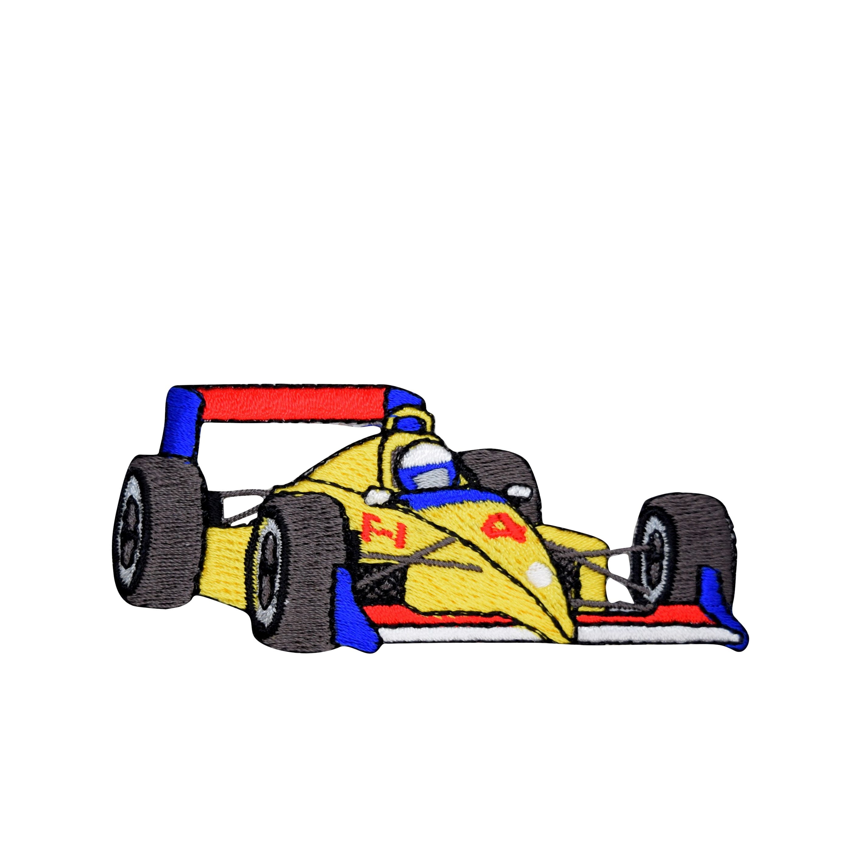 Yellow Race car - Formula One Style - Iron on Applique/Embroidered ...